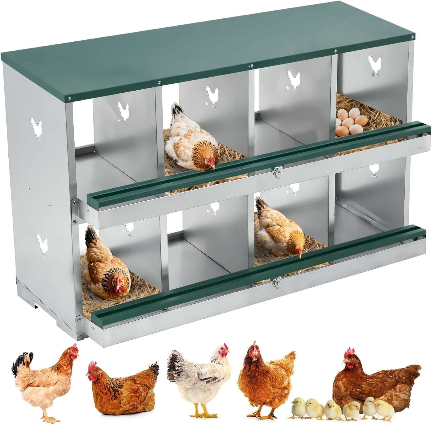Huisuilinss Chicken Nesting Boxes,Metal Chicken Egg Laying Box,Roll ...