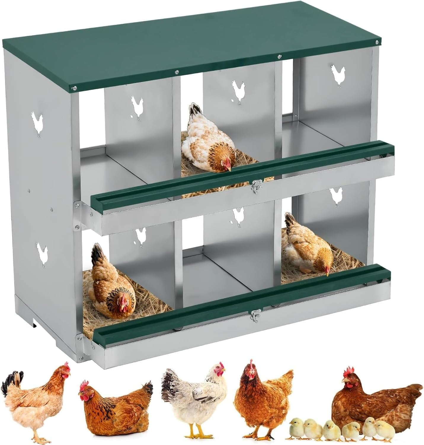 Huisuilinss Chicken Nesting Boxes,Metal Chicken Egg Laying Box,Roll ...
