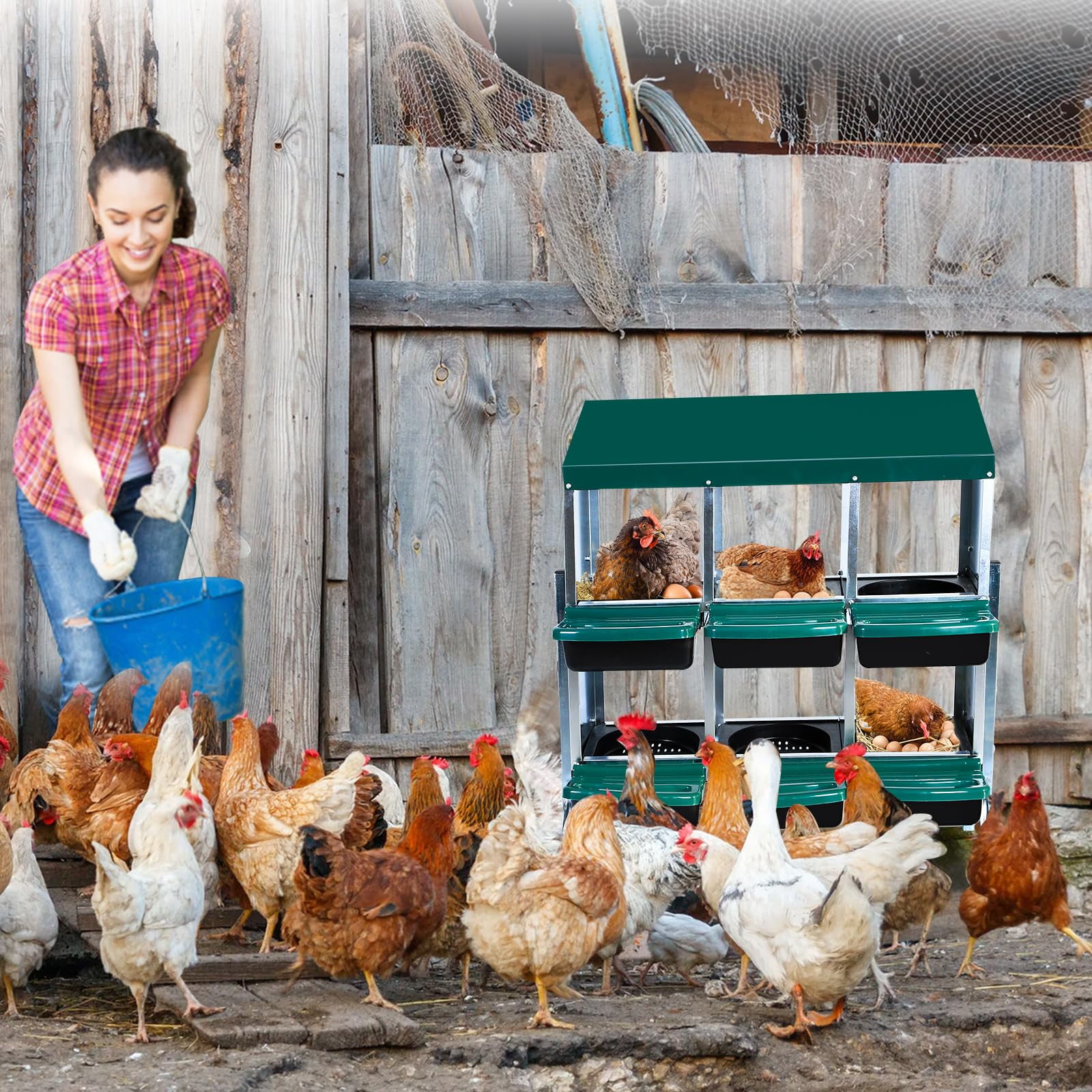 Huisuilinss Chicken Nesting Boxes,Metal Chicken Egg Laying Box with ...