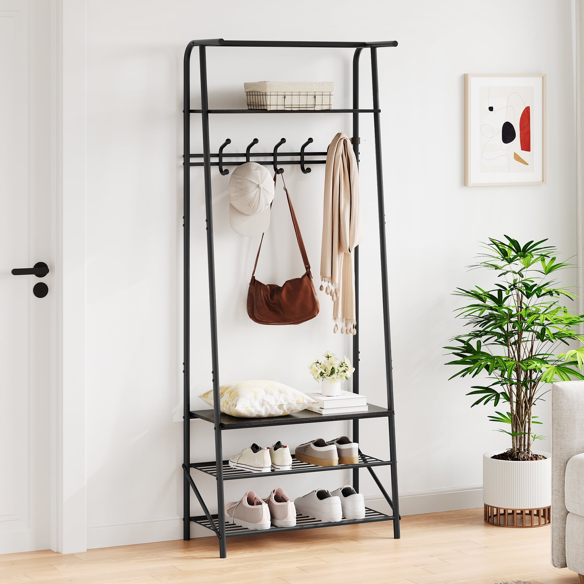 Huisuilinss Coat Rack,Hall Tree With Shoe Bench,4-In-1 Entryway Bench ...
