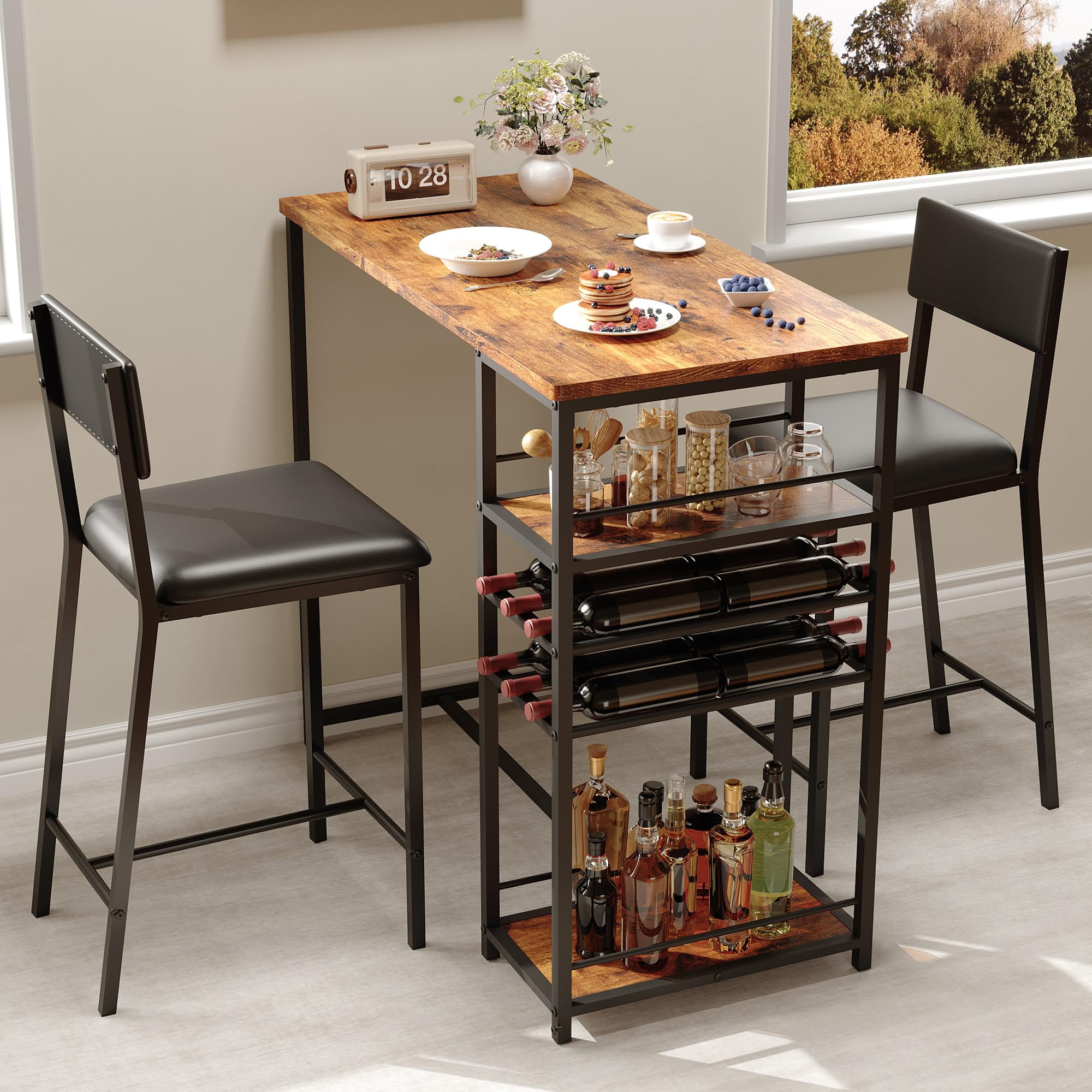 Huisuilinss Dining Table Set For 2,Counter Height Kitchen Table And ...