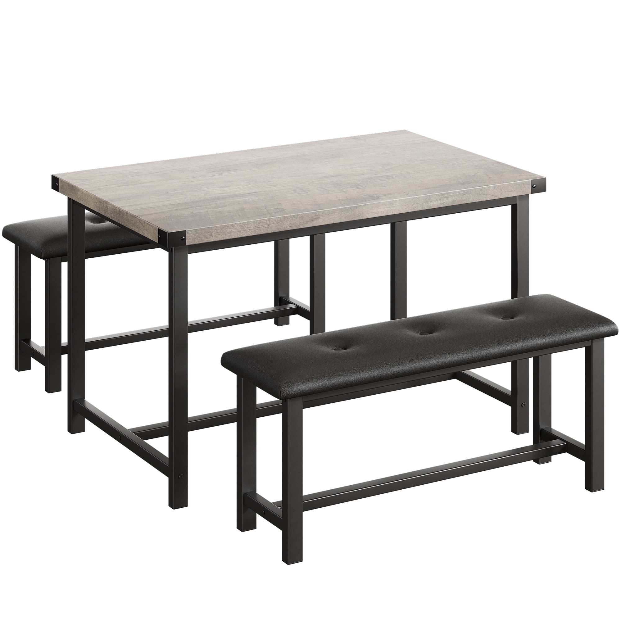Huisuilinss Dining Table Set for 4, Kitchen Table with 2 Upholstered ...