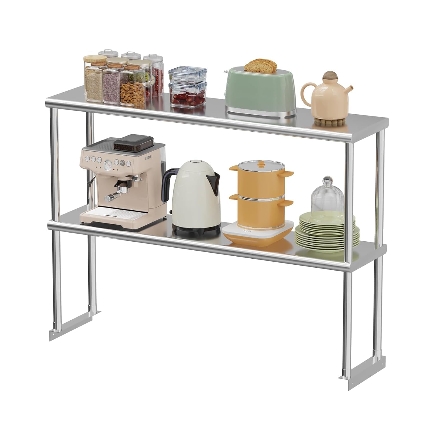 Huisuilinss Double Overshelf,Stainless Steel Overshelf For Prep & Work ...