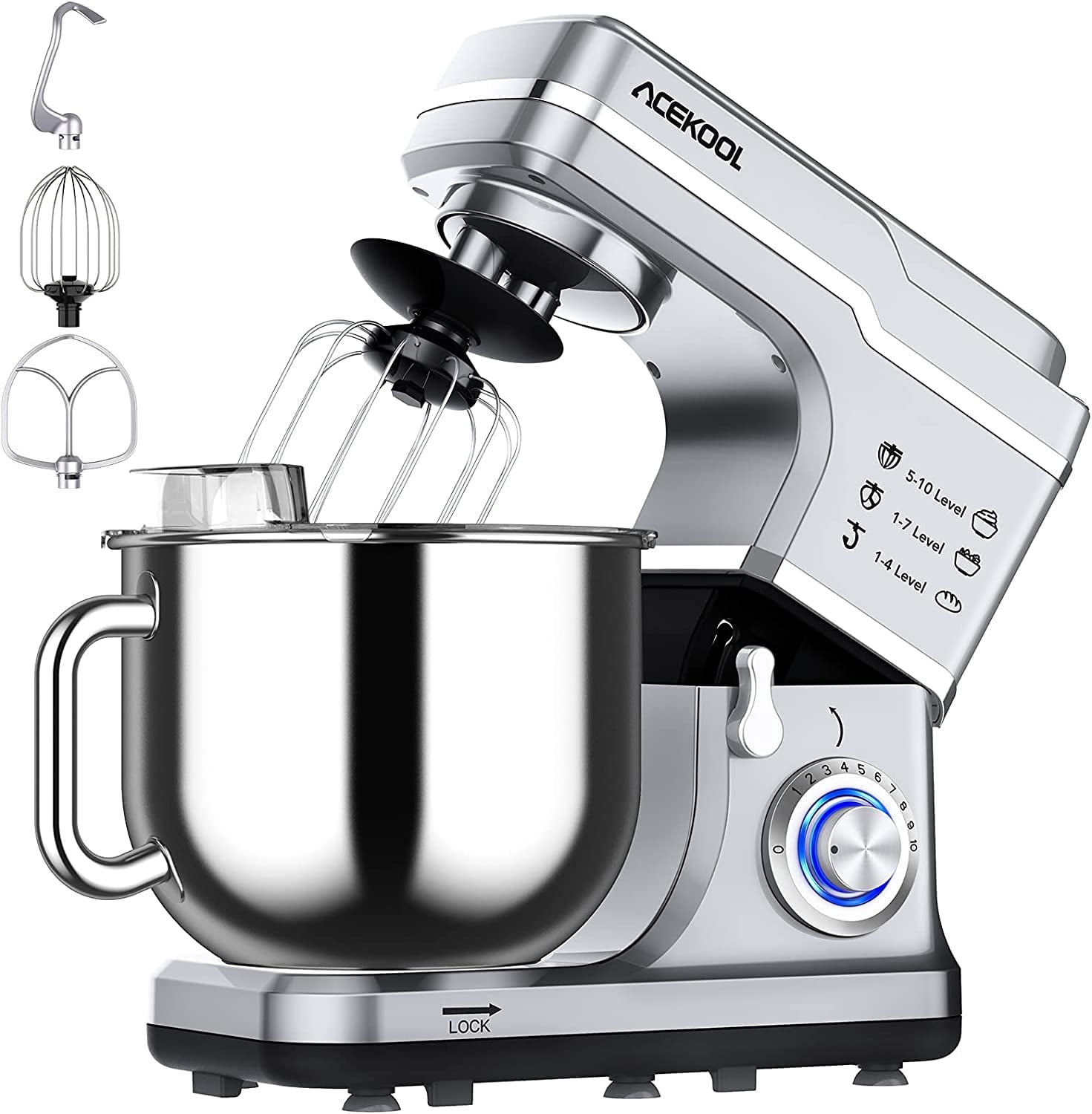 Huisuilinss Electric Stand Mixer,7.5 Qt Stand Mixer,10 Speeds Tilt-Head ...