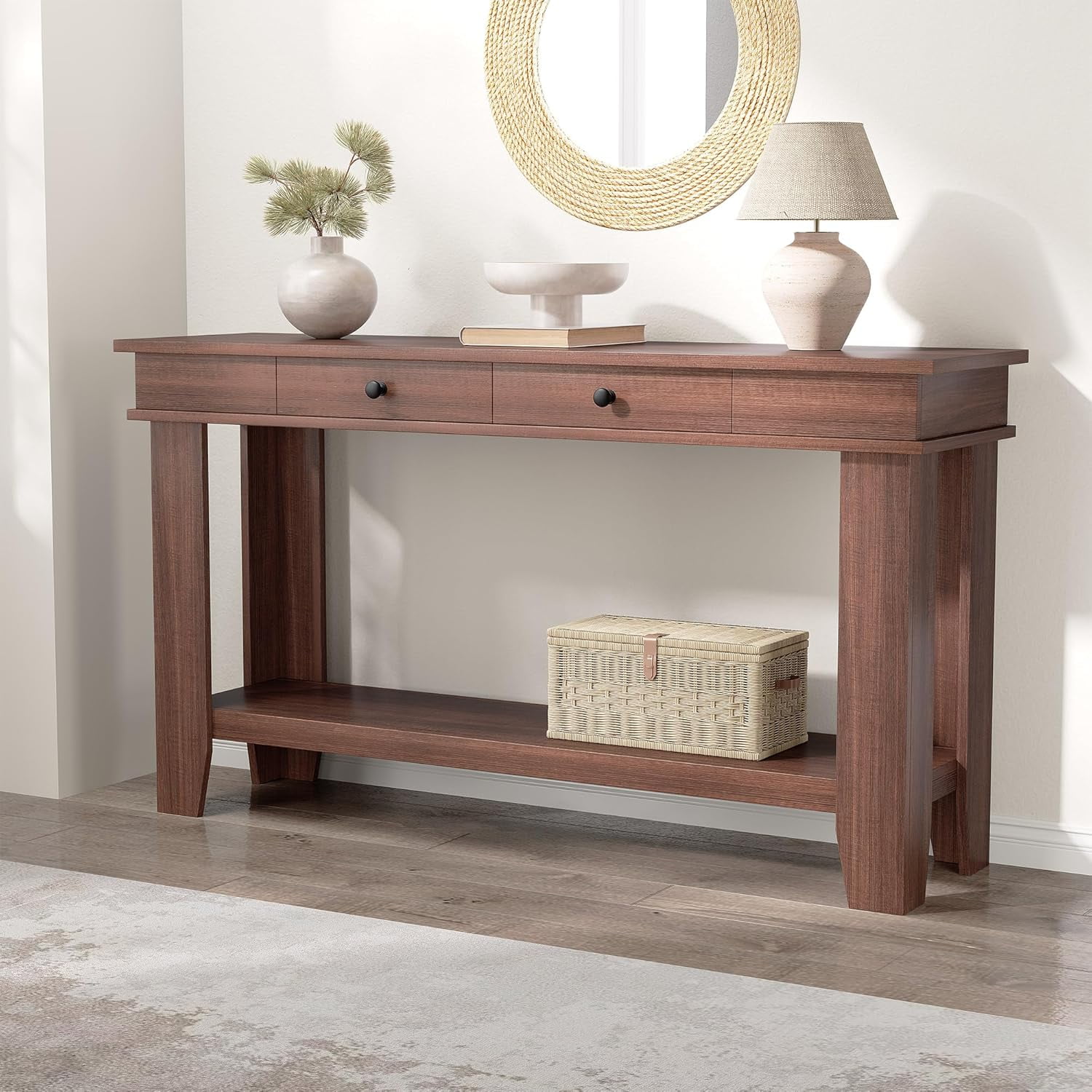 Huisuilinss Farmhouse Console Table,Wood Rectangular Entryway Table ...