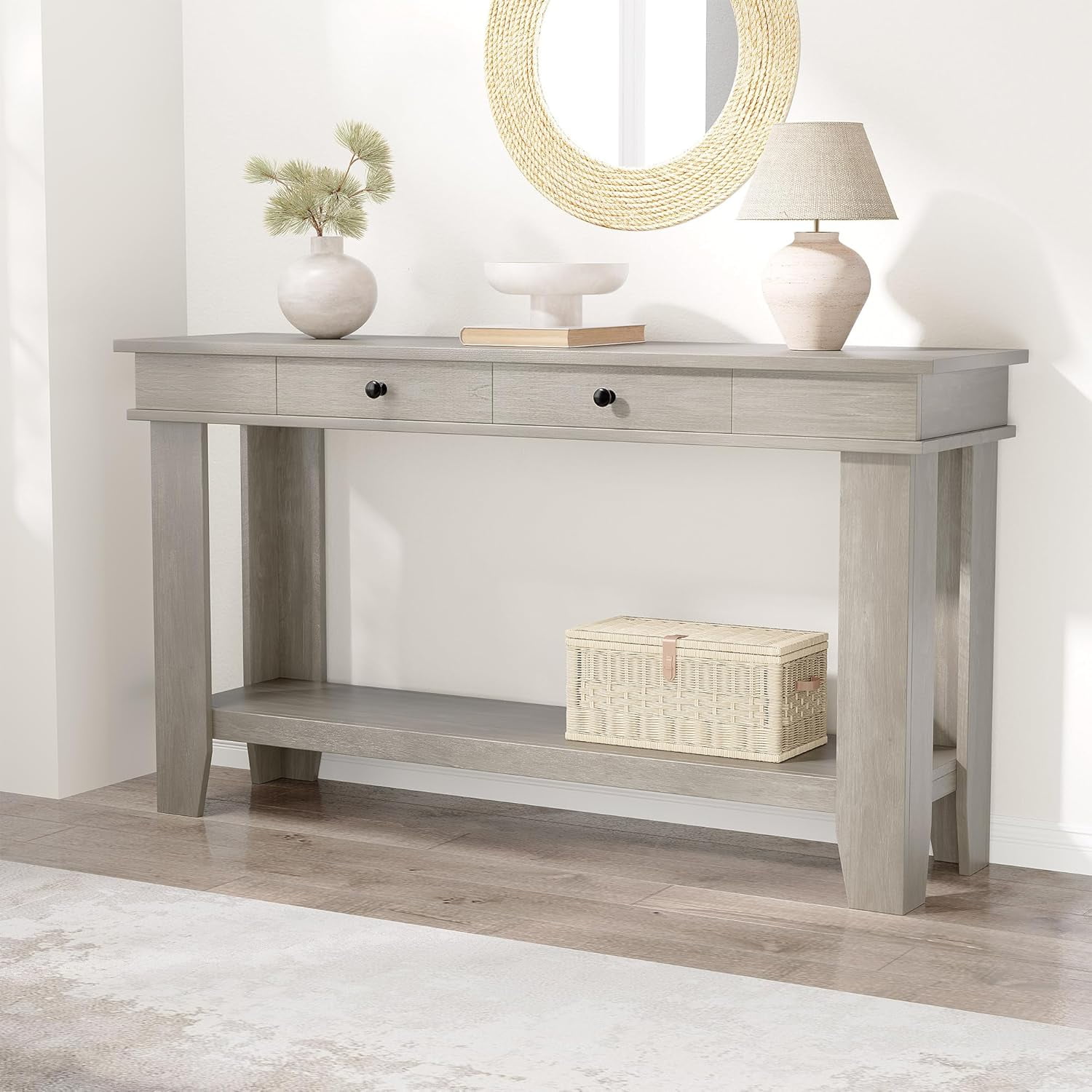 Huisuilinss Farmhouse Console Table,Wood Rectangular Entryway Table ...