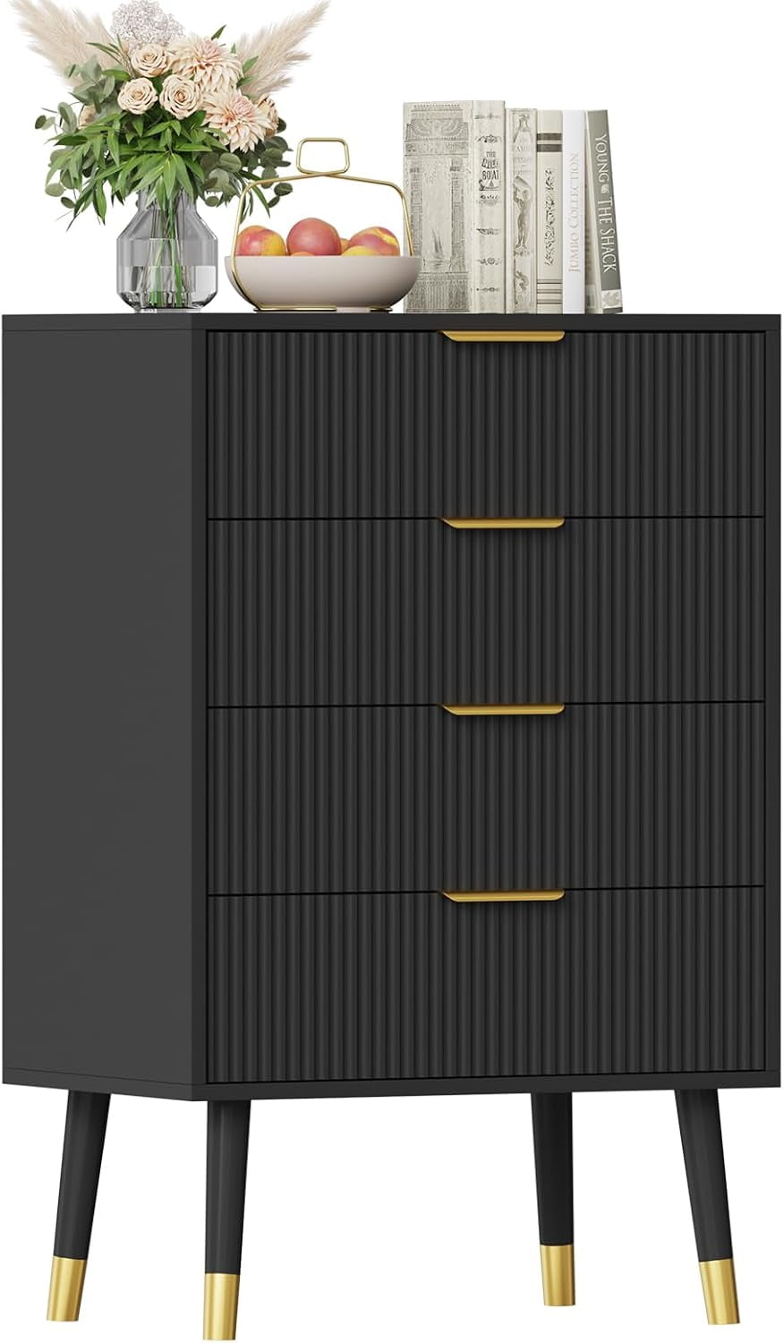 Huisuilinss Fluted 5 Drawers Dresser, 35" Tall Modern Chest of Drawers ...