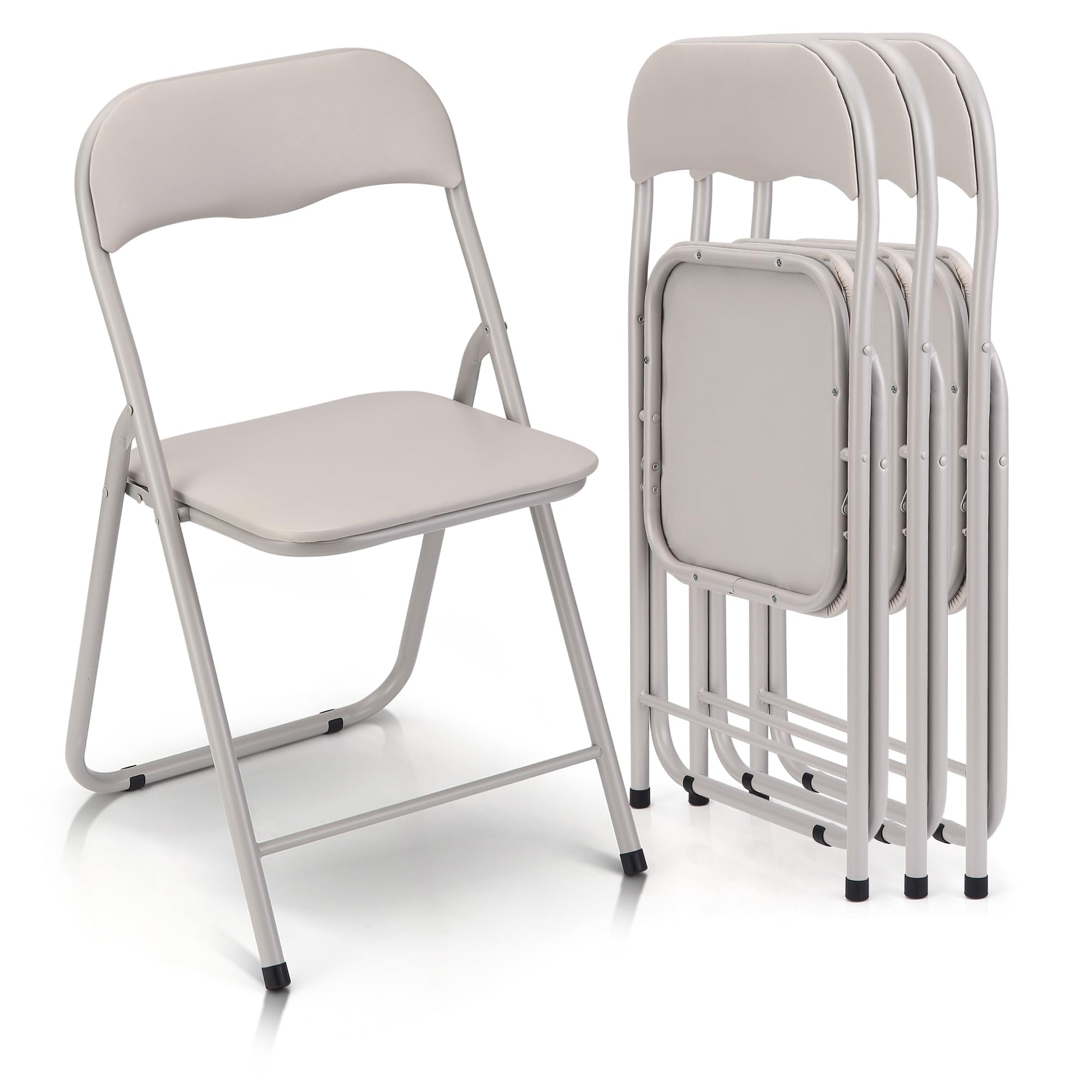 Huisuilinss Folding Chairs With Padded Cushion And Back,Stackable ...