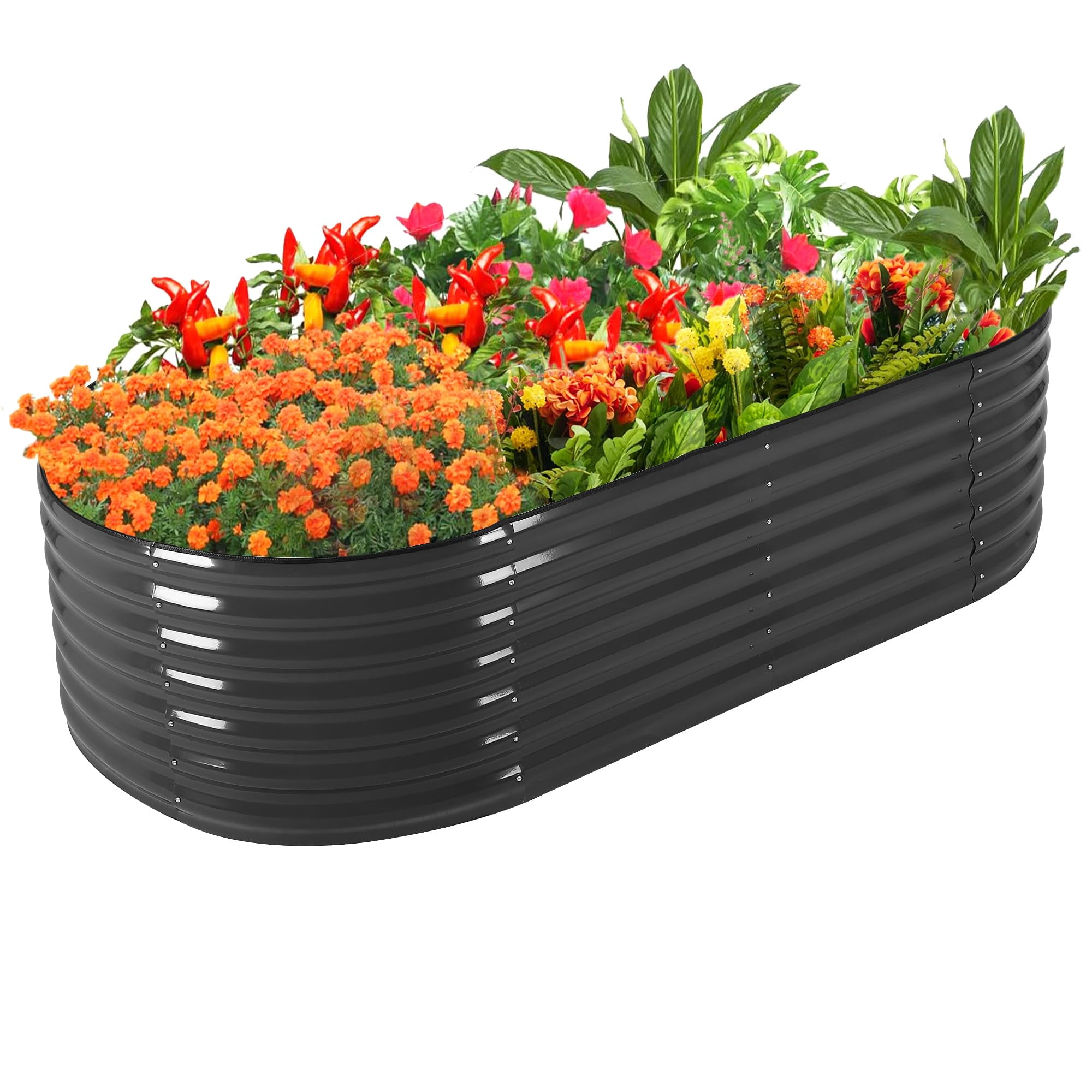 Huisuilinss Galvanized Raised Garden Bed Kit,Galvanized Planter Box ...