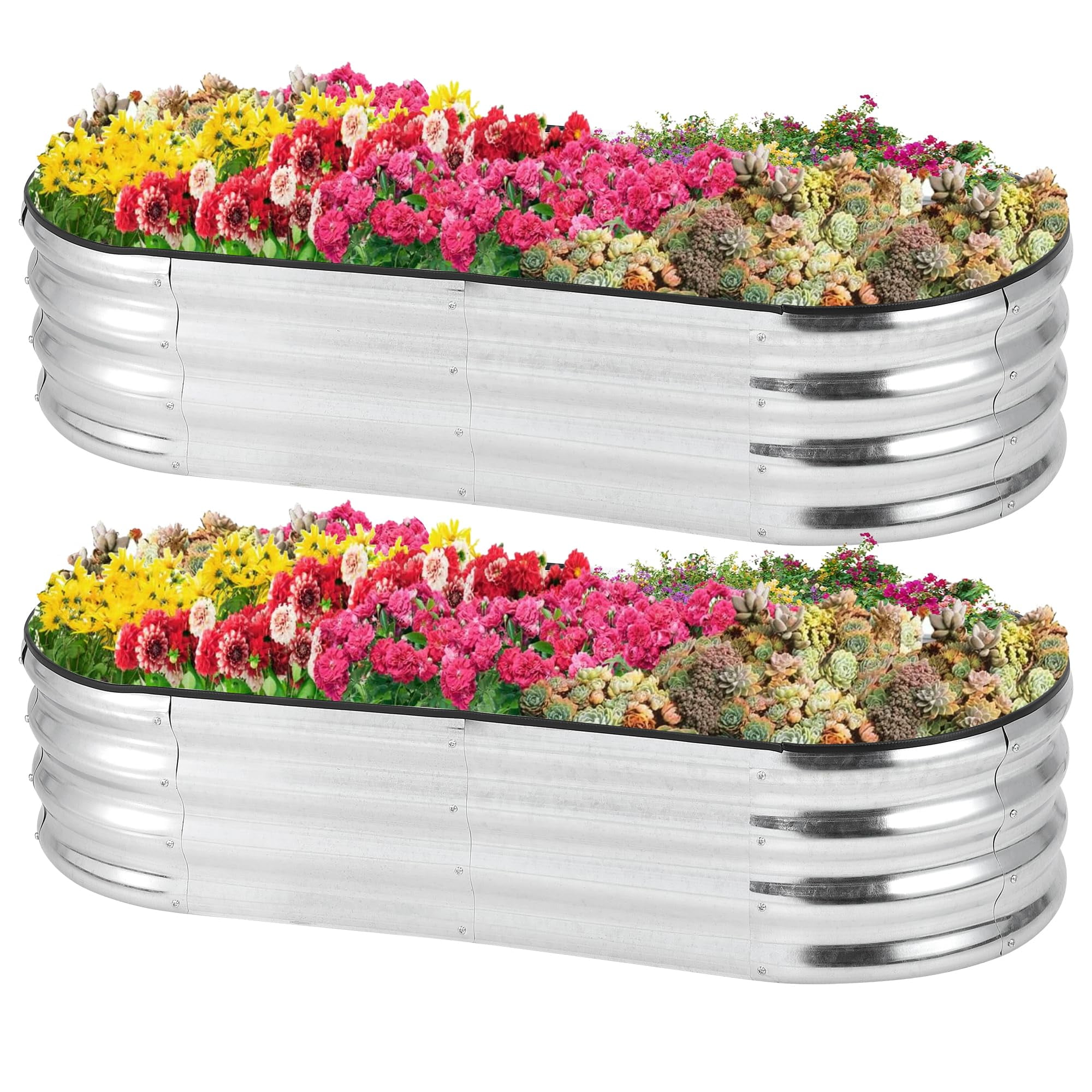 Huisuilinss Galvanized Raised Garden Bed Kit,Galvanized Planter Box ...