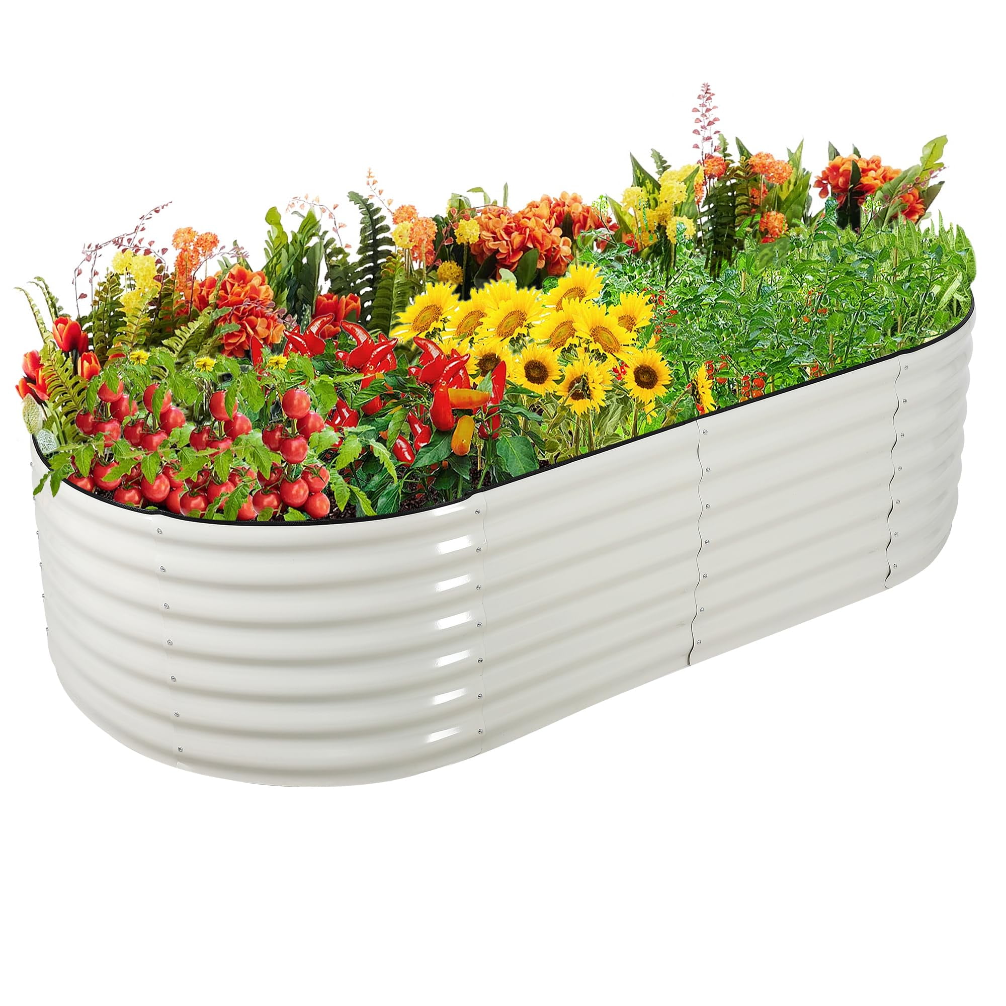 Huisuilinss Galvanized Raised Garden Bed Kit,Galvanized Planter Box ...