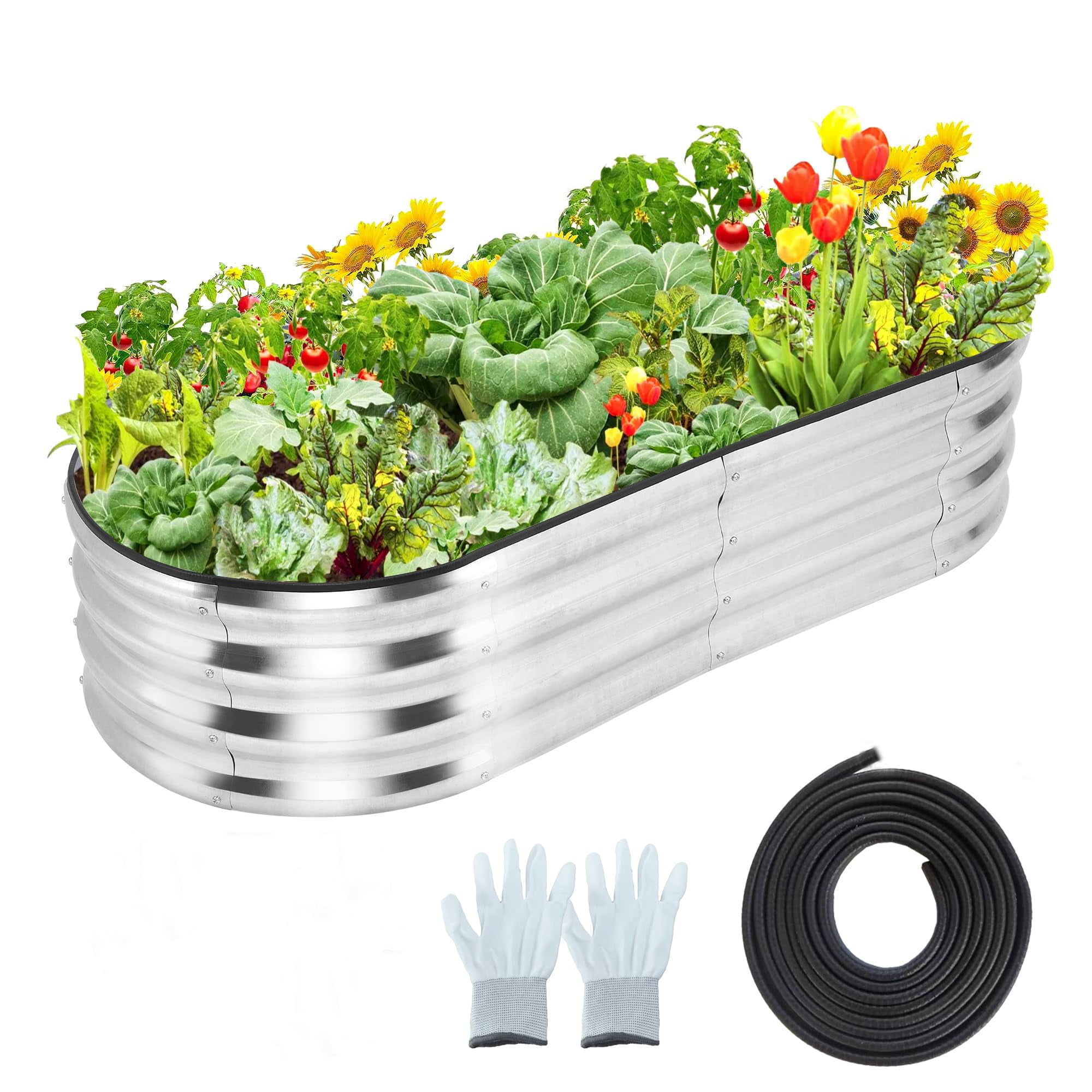 Huisuilinss Galvanized Raised Garden Bed Kit,Galvanized Planter Box ...