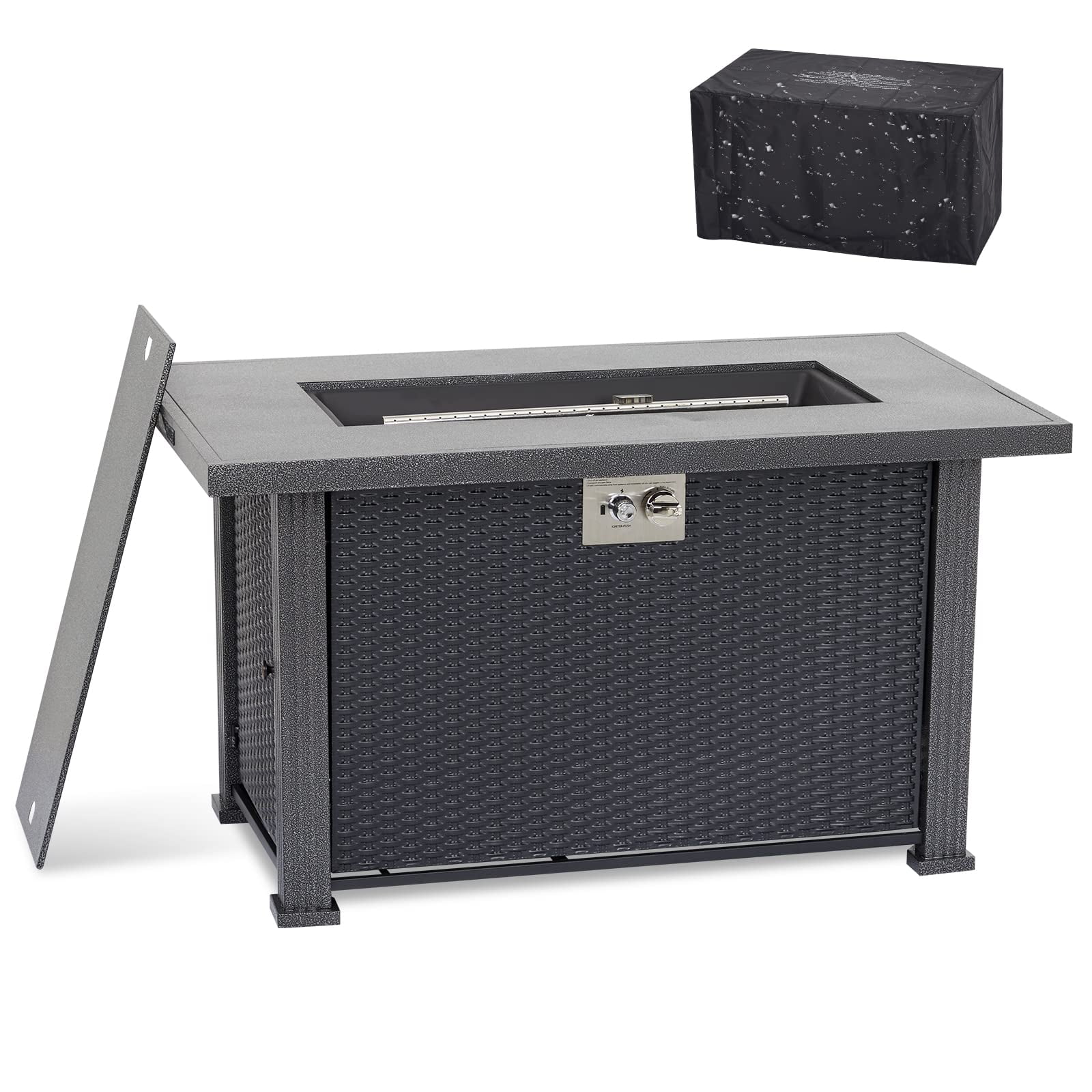 Huisuilinss Gas Fire Pit Table,44 inch Outdoor Propane Fire Pit Table ...