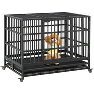 Uforic 38 Inch Heavy Duty Dog Crate with Wheels for Indoor and Outdoor ...