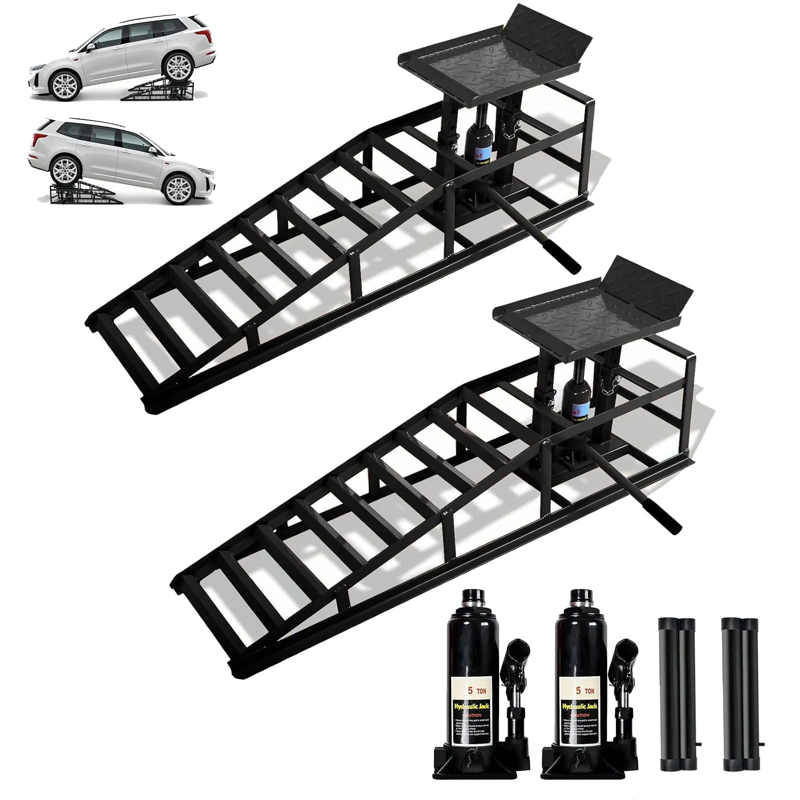 Huisuilinss Hydraulic Car Ramps,2PCS 11050LBS Car Lift Ramp,Automotive ...