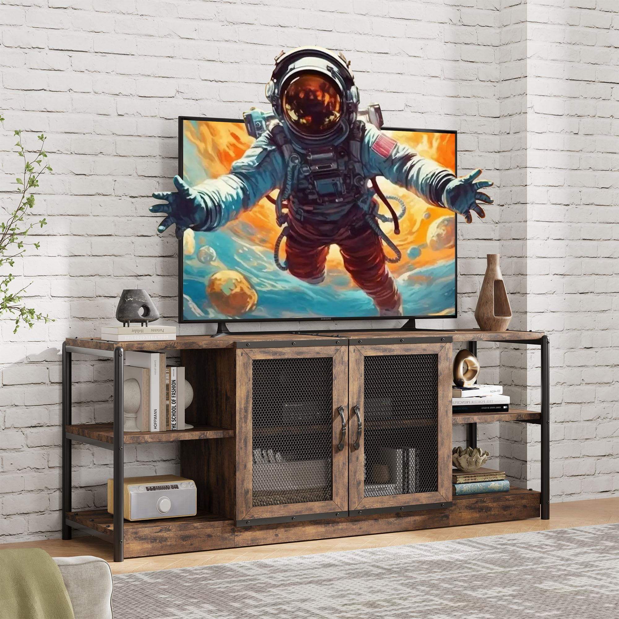 Huisuilinss Industrial TV Stand For 65/75+ Inch TV,Entertainment Center ...