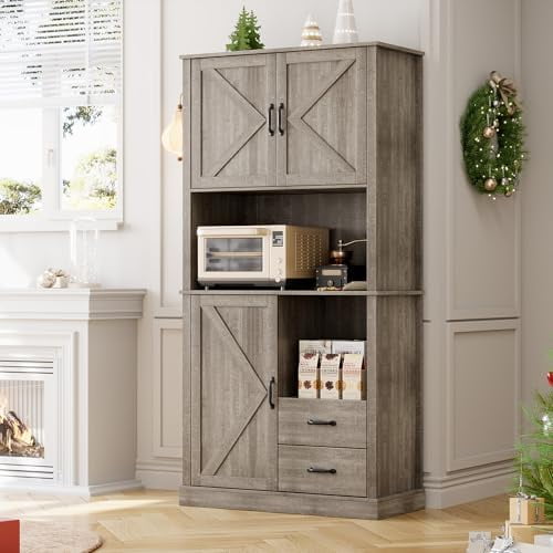 Huisuilinss Kitchen Pantry Cabinet,Large Wood Storage Cabinet With ...