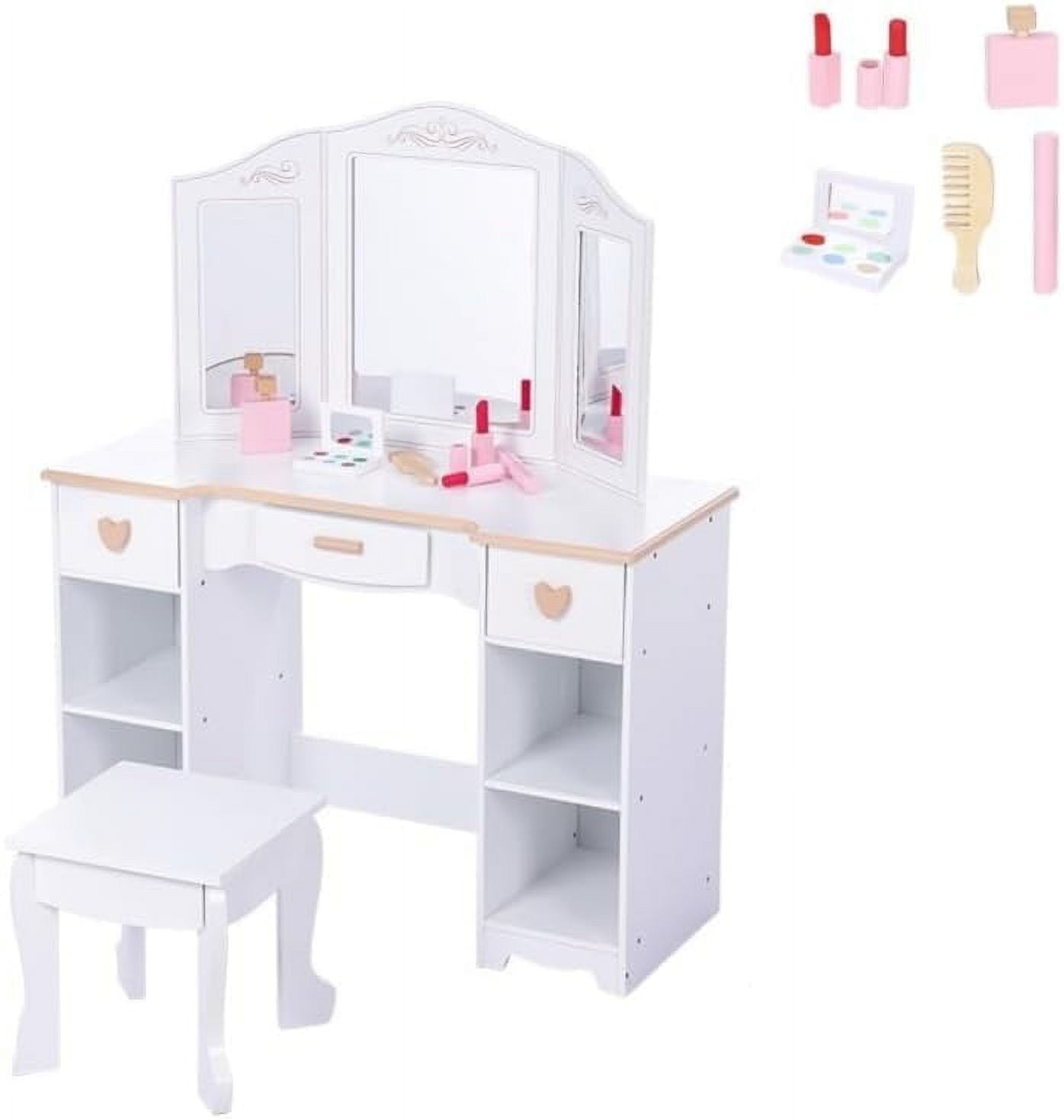 Huisuilinss Makeup Vanity,Kids Vanity, Girls Vanity Set with Mirror and ...