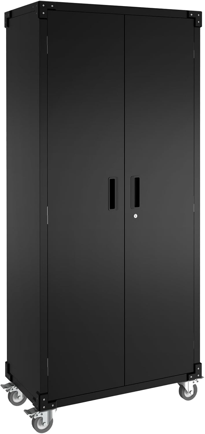 Huisuilinss Metal Garage Storage Cabinet with Wheels,72" H Metal ...