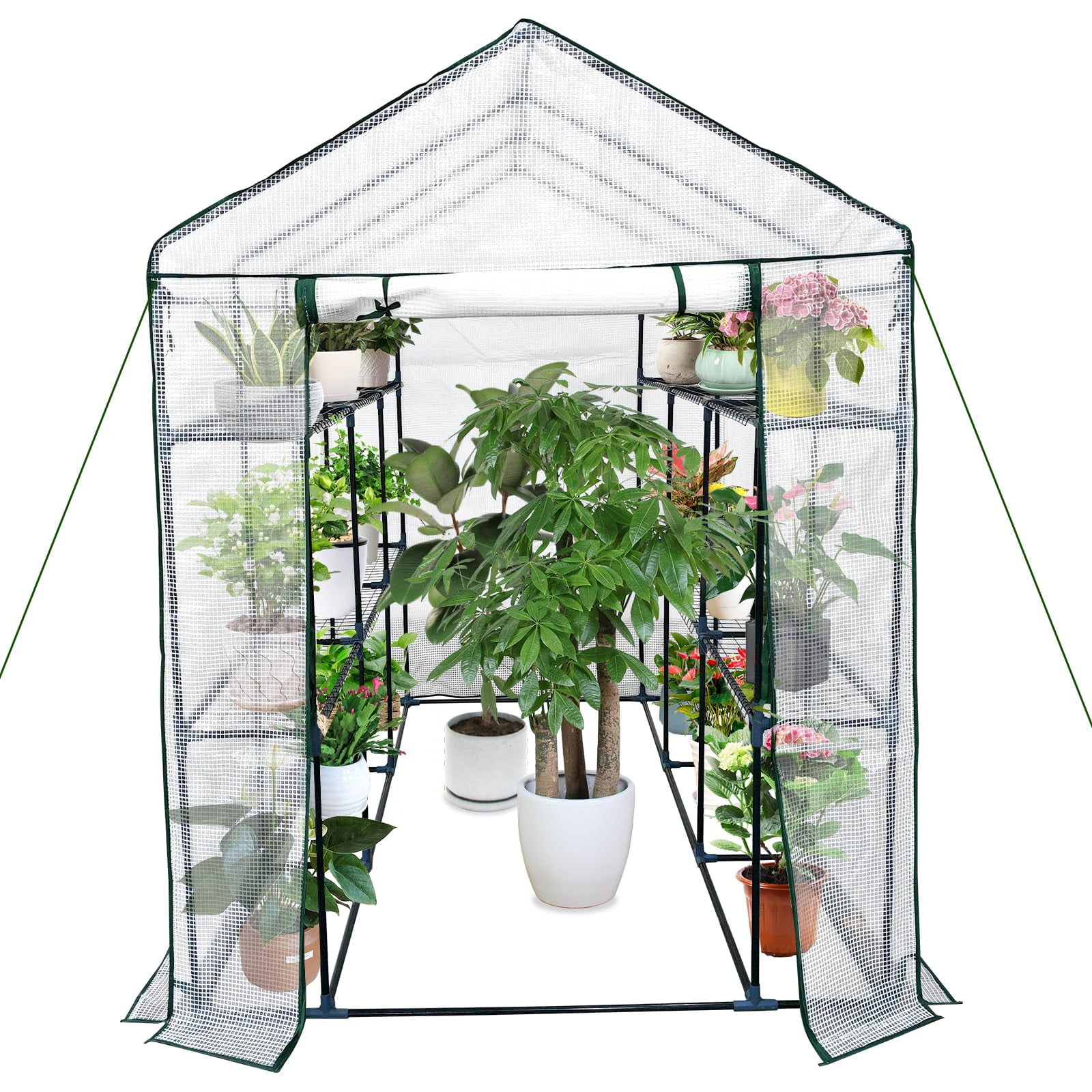 Huisuilinss Mini Walk-in Greenhouse With Roll-Up Zipper Door,Portable ...