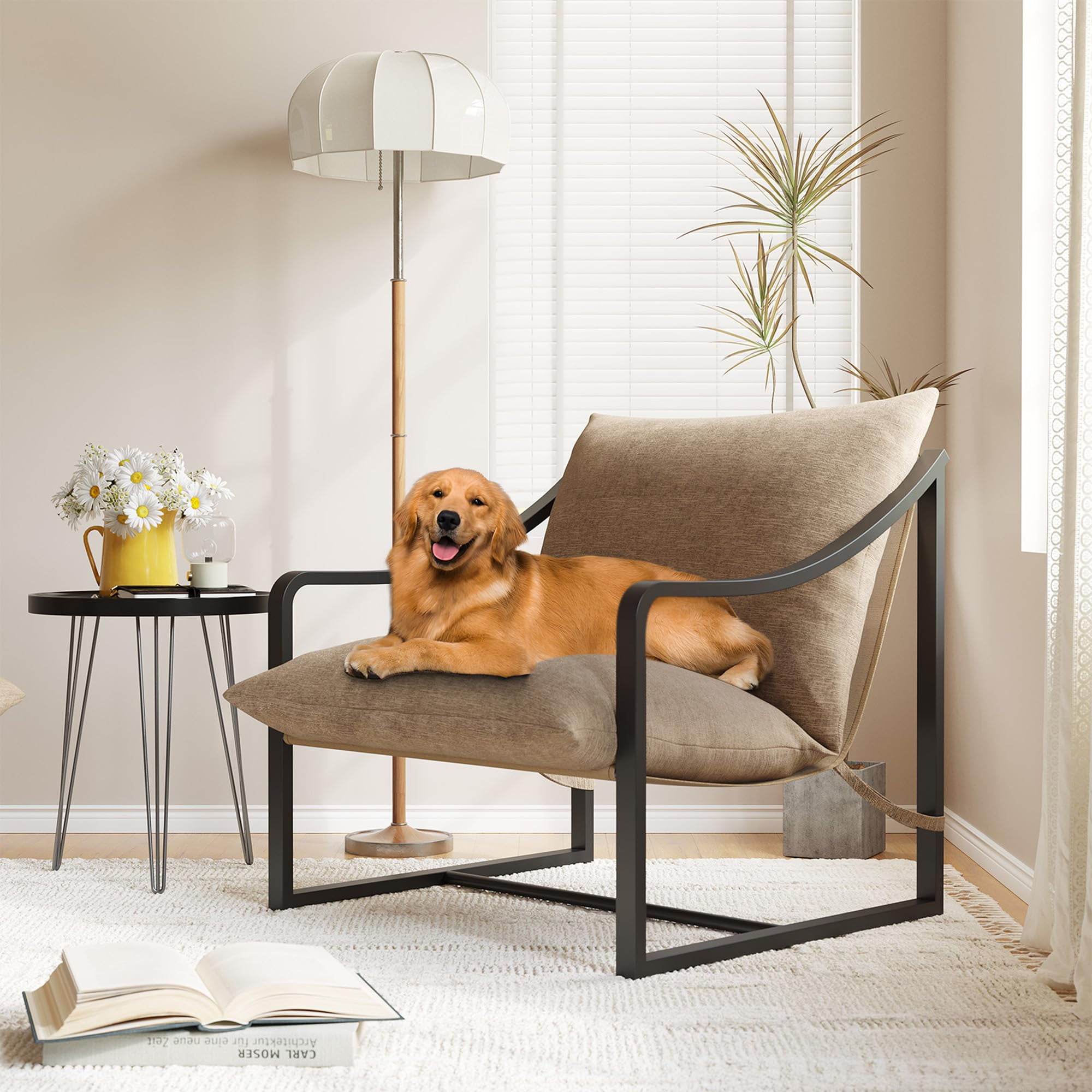 Huisuilinss Modern Sling Accent Chair,Arm Chair for Living Room,Mid Century Modern Accent Chairs ...