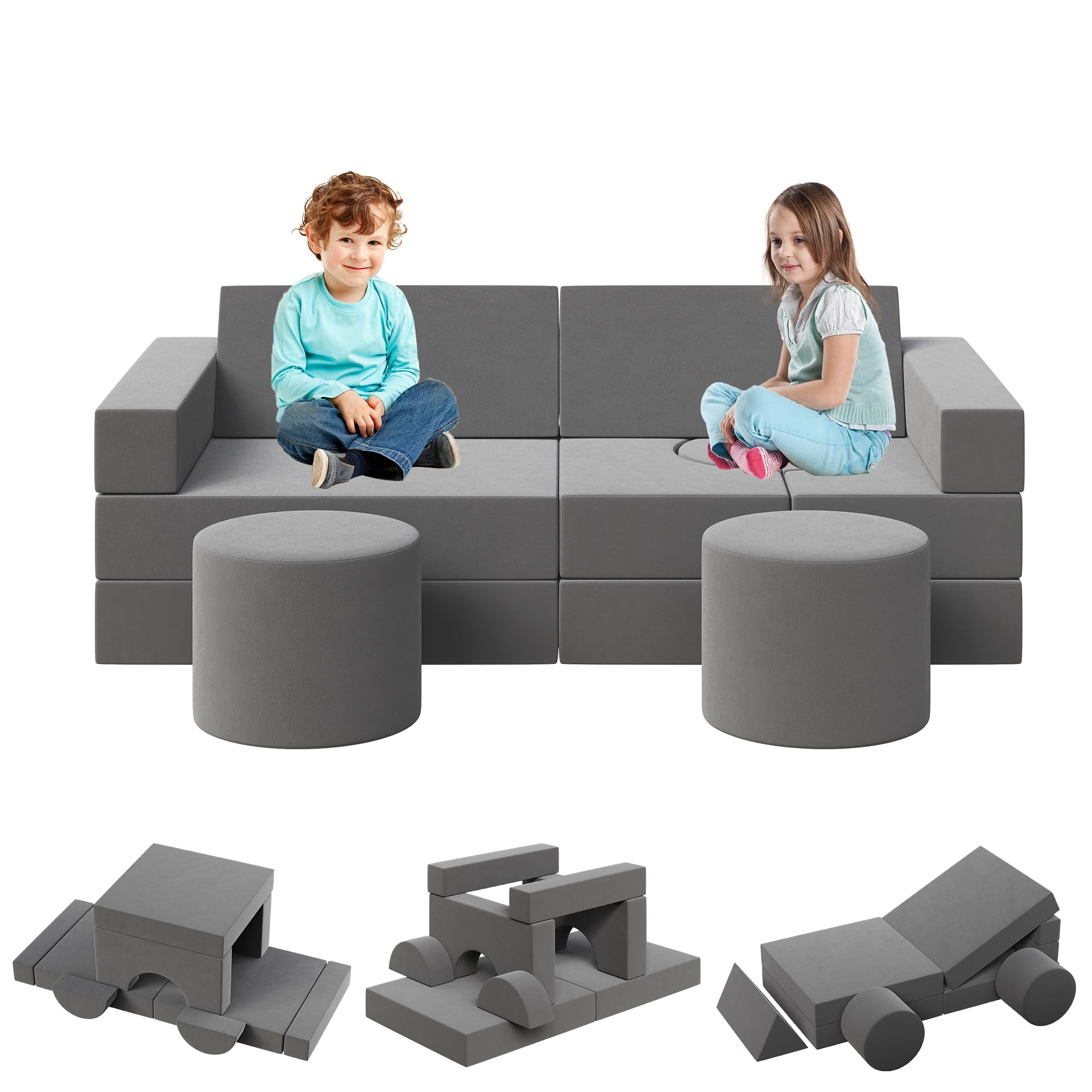 Huisuilinss Modular Kids Play Couch,13PCS Kids Sofa,Child Sectional ...