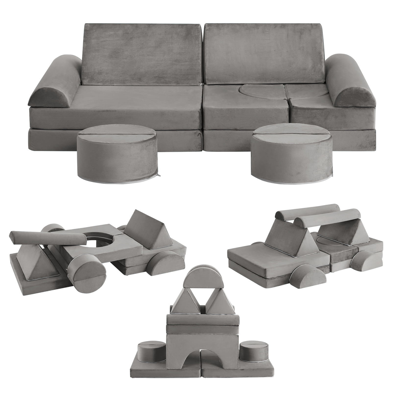 Huisuilinss Modular Kids Play Couch,14PCS Child Sectional Sofa,Velvet ...
