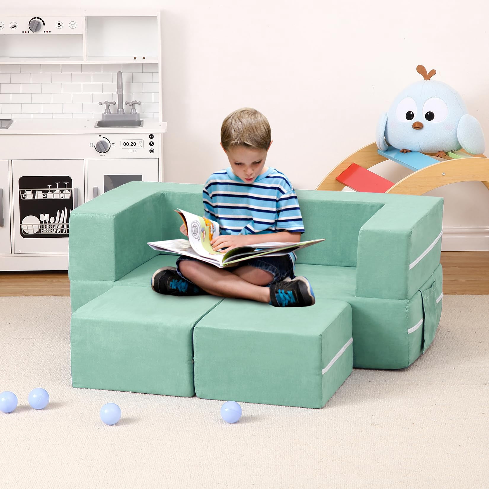 Huisuilinss Modular Kids Sofa,3PCs Set Toddler Couch Foam Armchair for ...