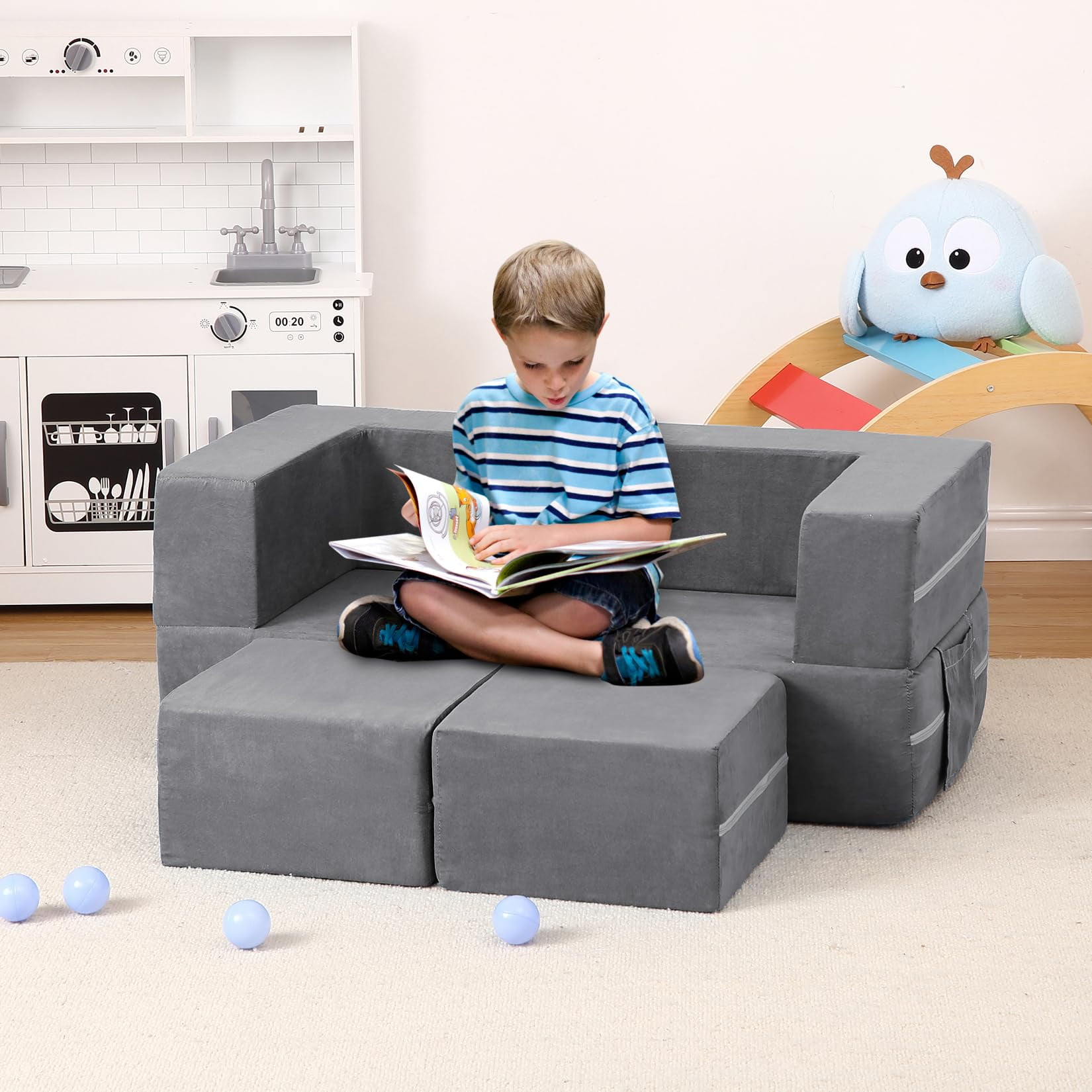 Huisuilinss Modular Kids Sofa,3PCs Set Toddler Couch Foam Armchair for ...