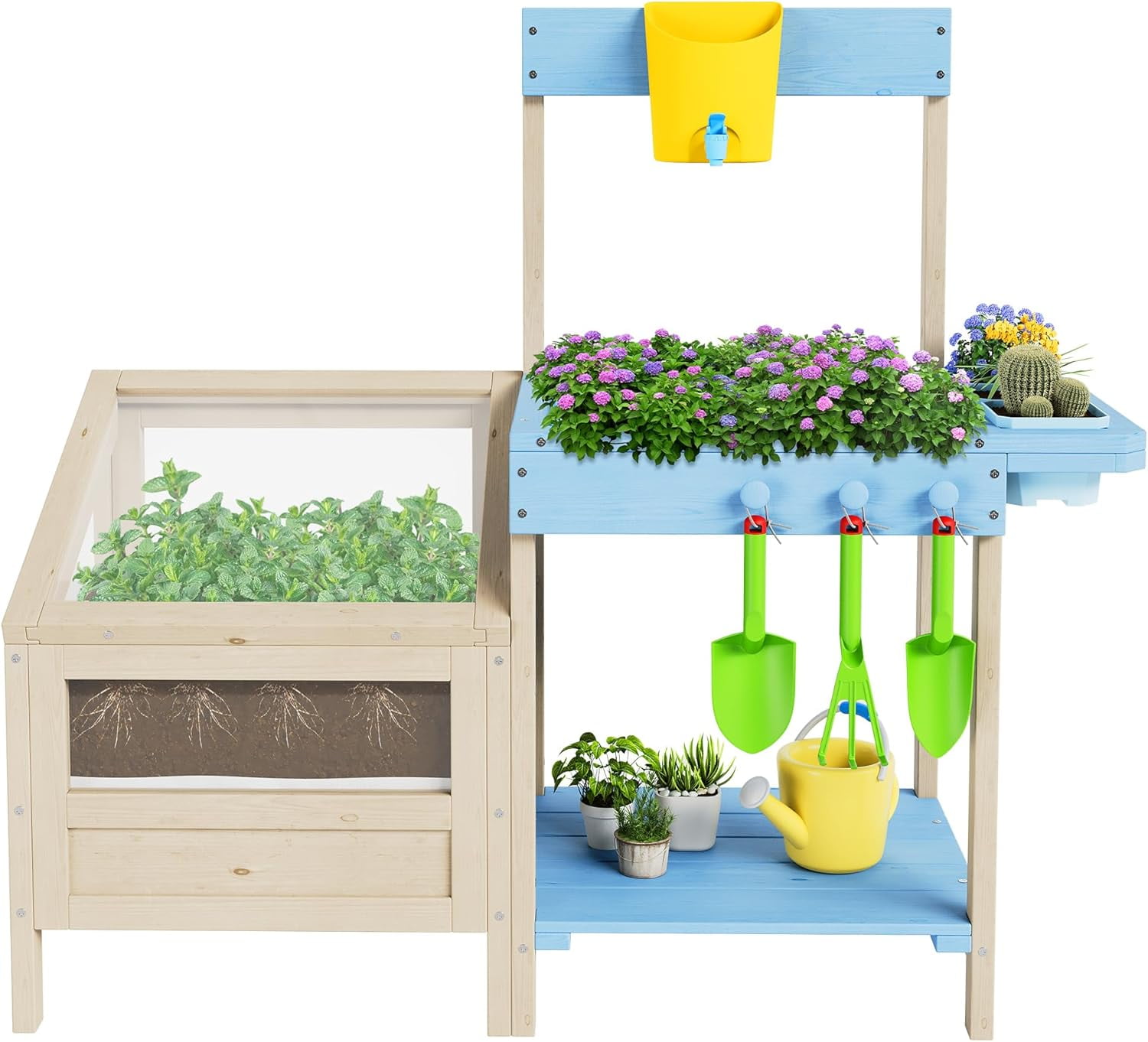 Huisuilinss Outdoor Mud Kitchen,Wood Play Kitchen With Faucet,Sink ...