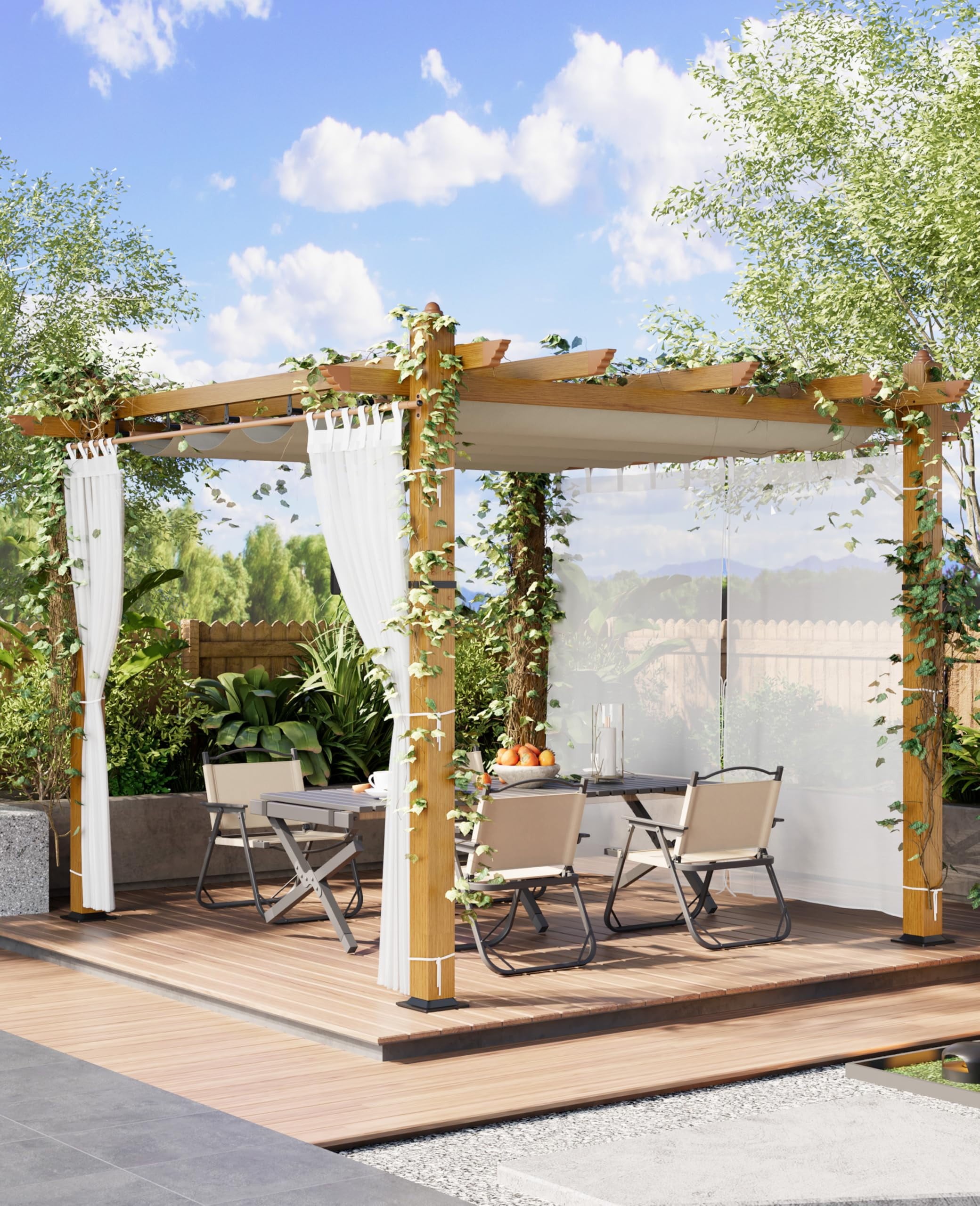 Huisuilinss Outdoor Retractable Pergola,Aluminum Pergola,Modern Metal ...