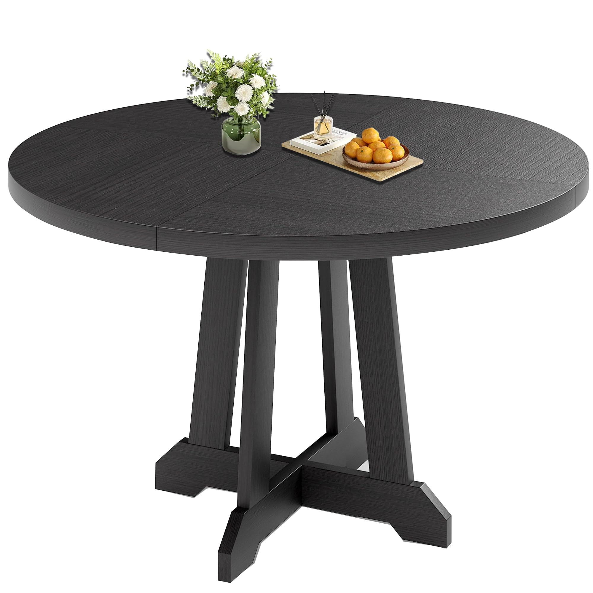 Huisuilinss Round Dining Table For 4,Farmhouse Kitchen Table,47" Circle ...