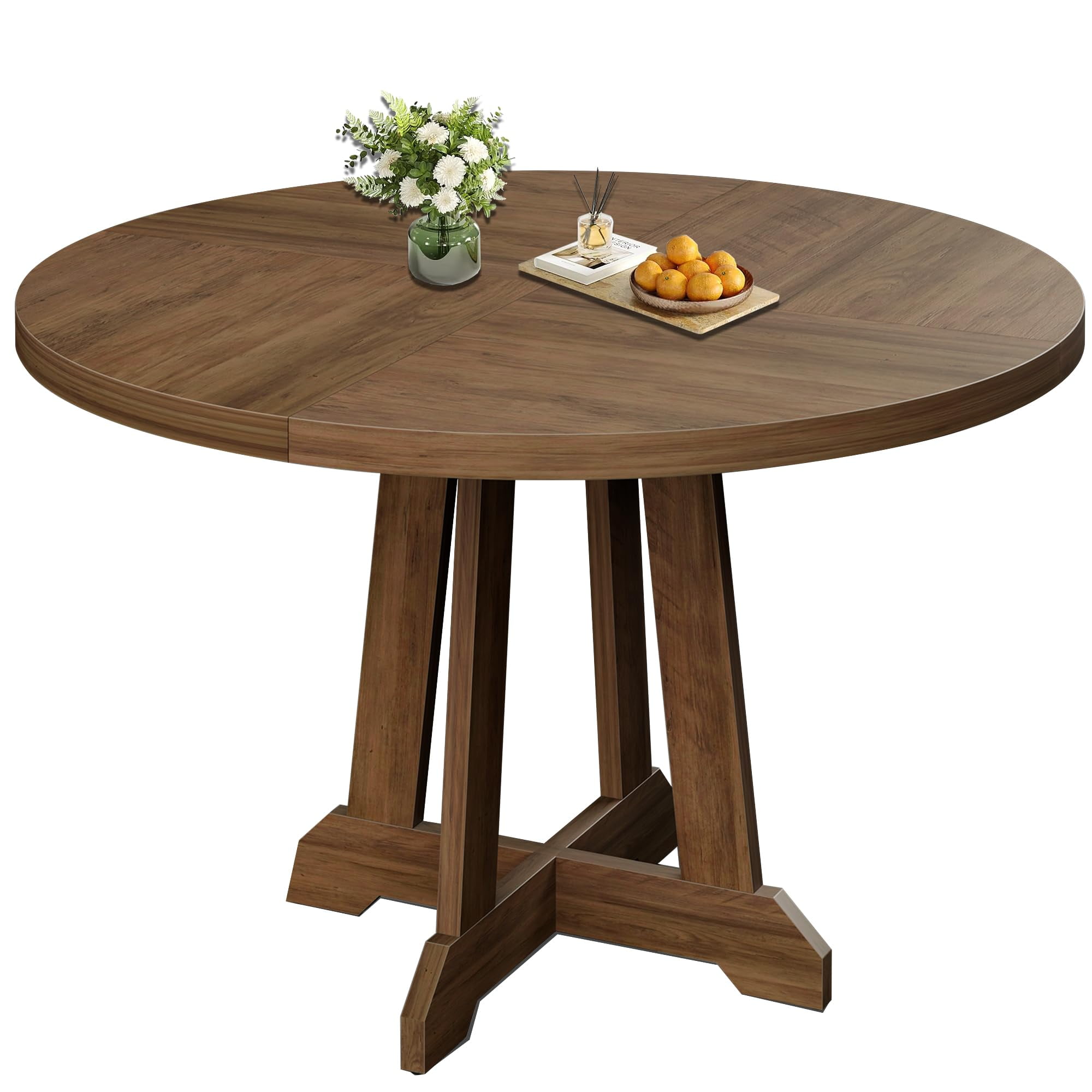 Huisuilinss Round Dining Table For 4,Farmhouse Kitchen Table,47" Circle ...