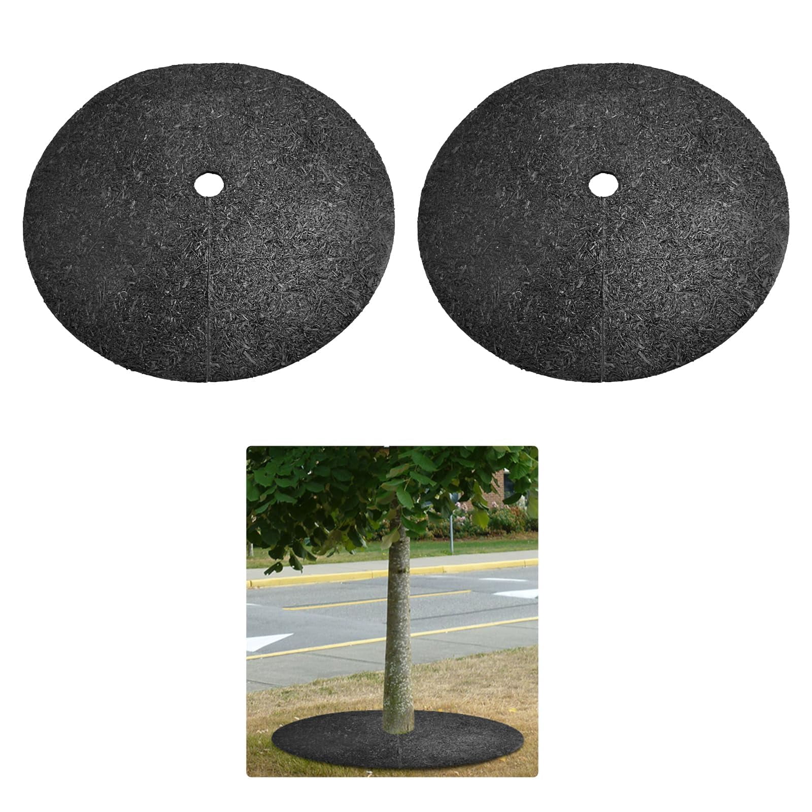 Huisuilinss Rubber Tree Mulch Ring,Rubber Mulch Mat,Tree Barrier,Round ...