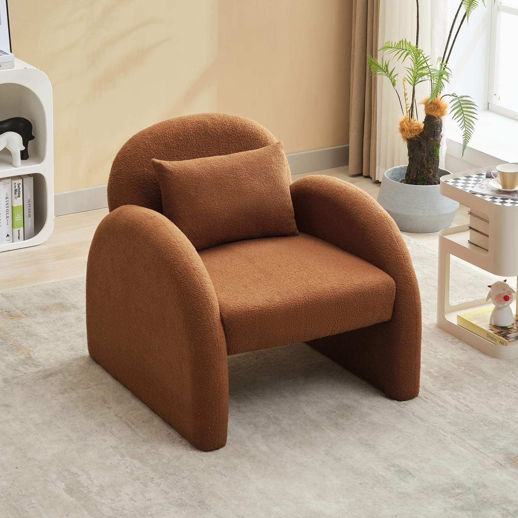 Huisuilinss Sherpa Accent Chair,Teddy Upholstered Armchair,Fluffy ...