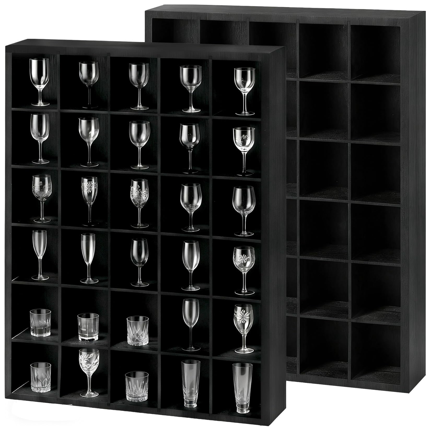 Huisuilinss Shot Glass Display Case,Black Wood Wall Mounted Shadow Box ...