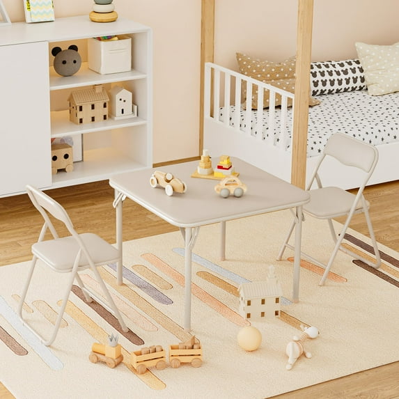 Huisuilinss Square Folding Table And Chairs Set,3 Piece Portable Table ...