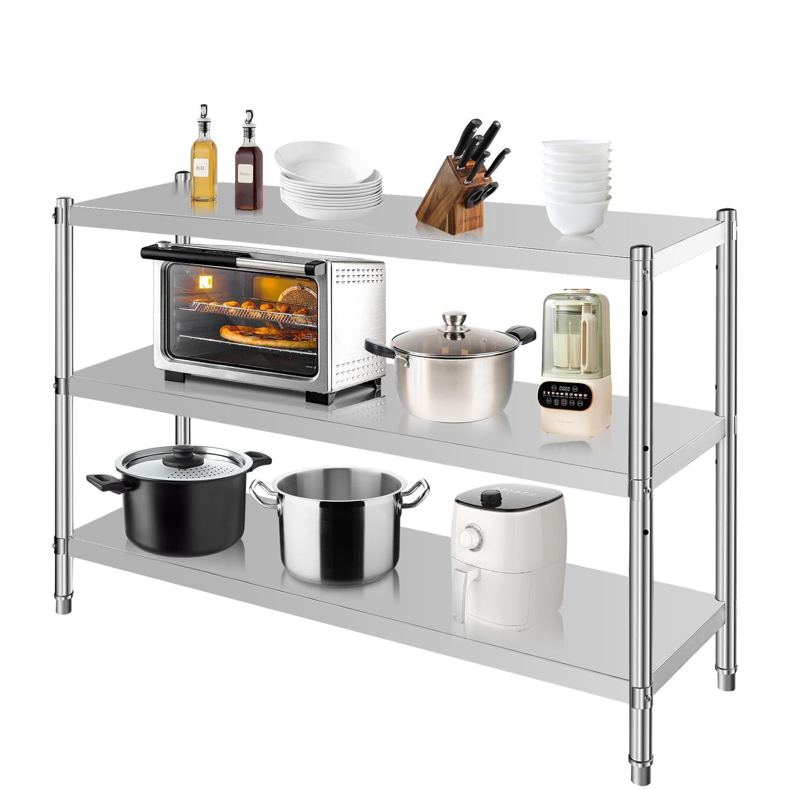Huisuilinss Stainless Steel Shelving Unit, Heavy Duty Storage Shelf ...