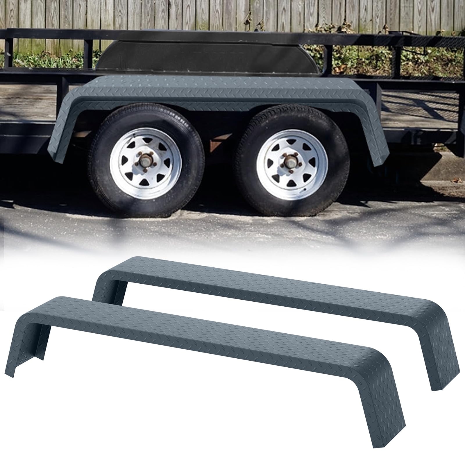 Huisuilinss Steel Trailer Fenders,14 Gauge Diamond Tread Plate Tandem ...