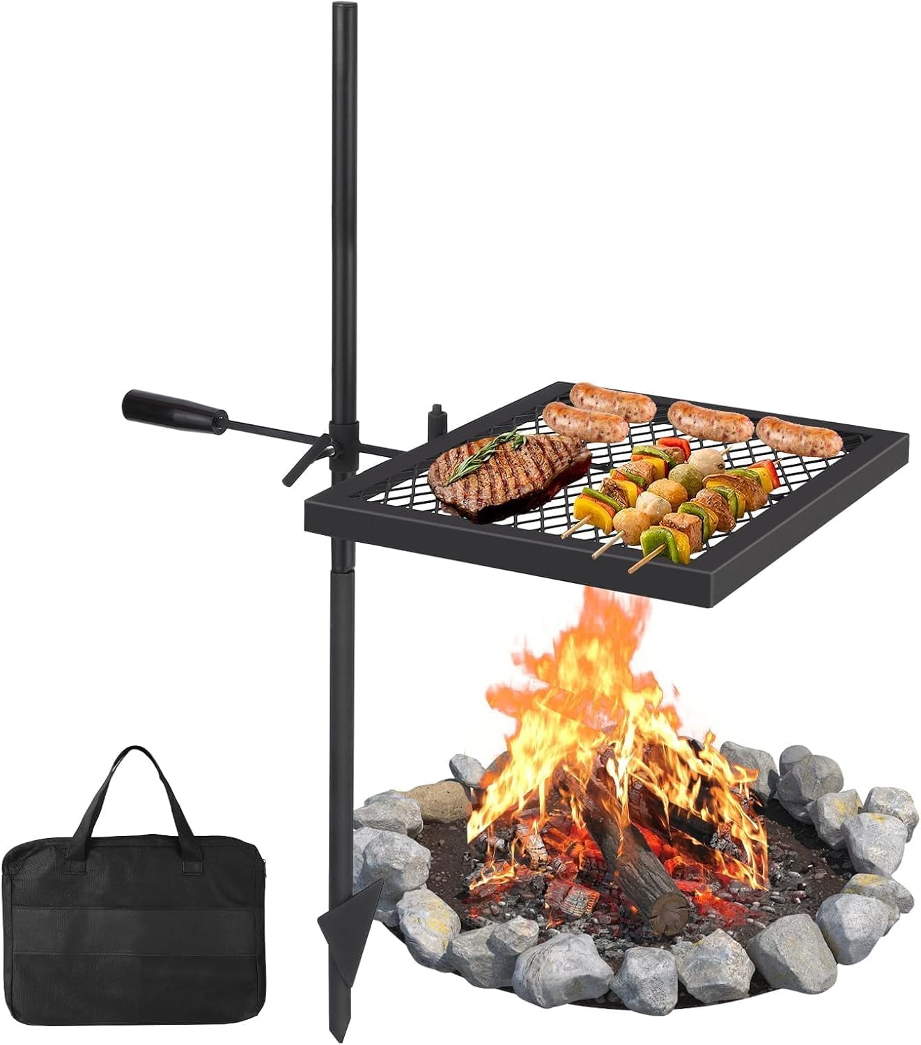 Huisuilinss Swivel Campfire Grill, Fire Pit Grill Grate Over Fire Pits ...