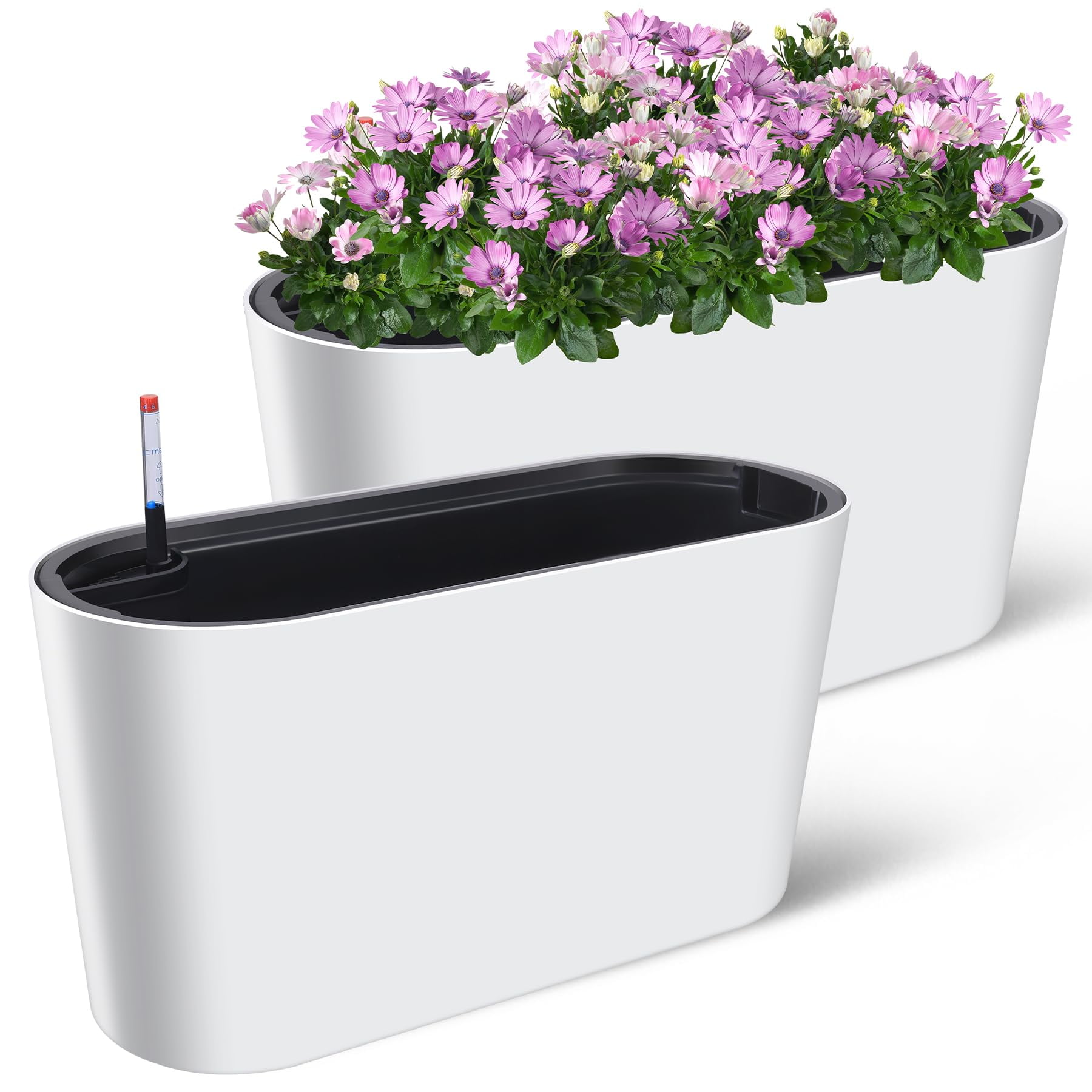 Huisuilinss Tall Oval Planter Box,Modern Plastic Flower Pots,Window Box ...