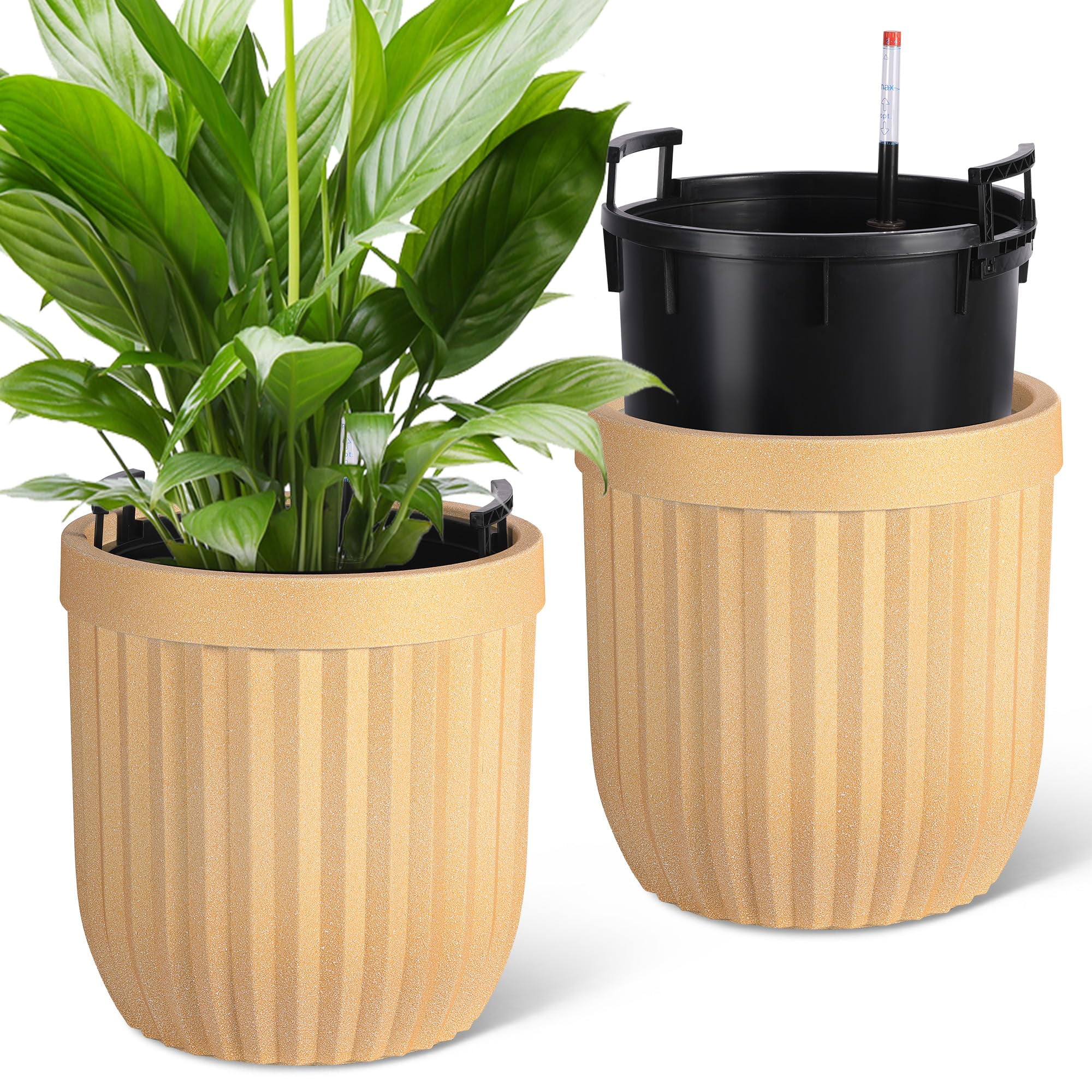 Huisuilinss Tall Planter,Outdoor Self Watering Flower Pots With Water ...