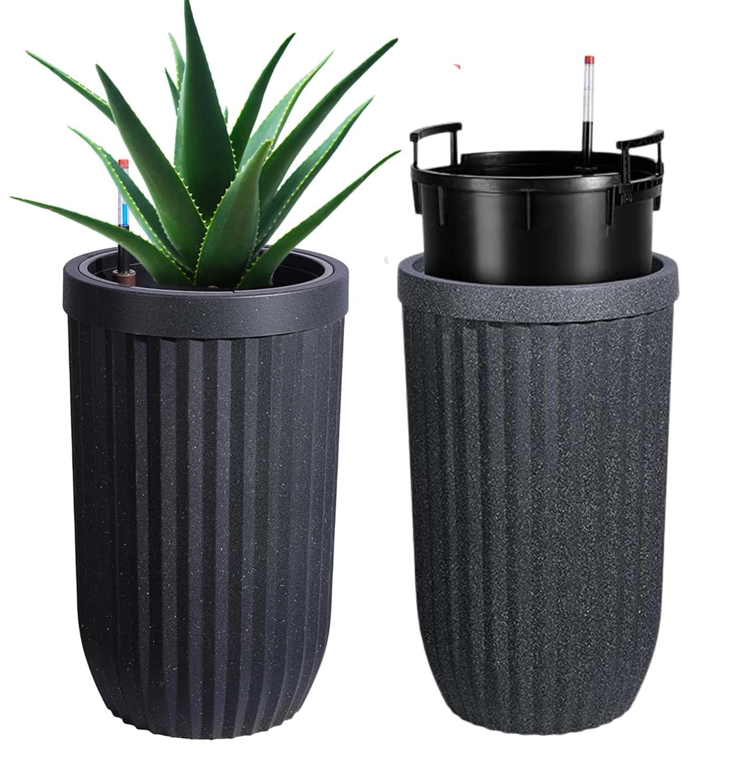 Huisuilinss Tall Planter,Outdoor Self Watering Flower Pots With Water ...