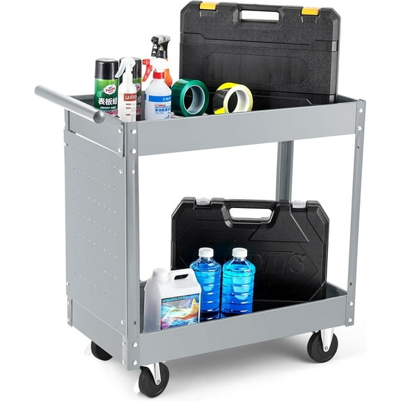 Aukfa 3-Tier Utility Cart with Wheels, Rolling Tool Cart Service Cart ...