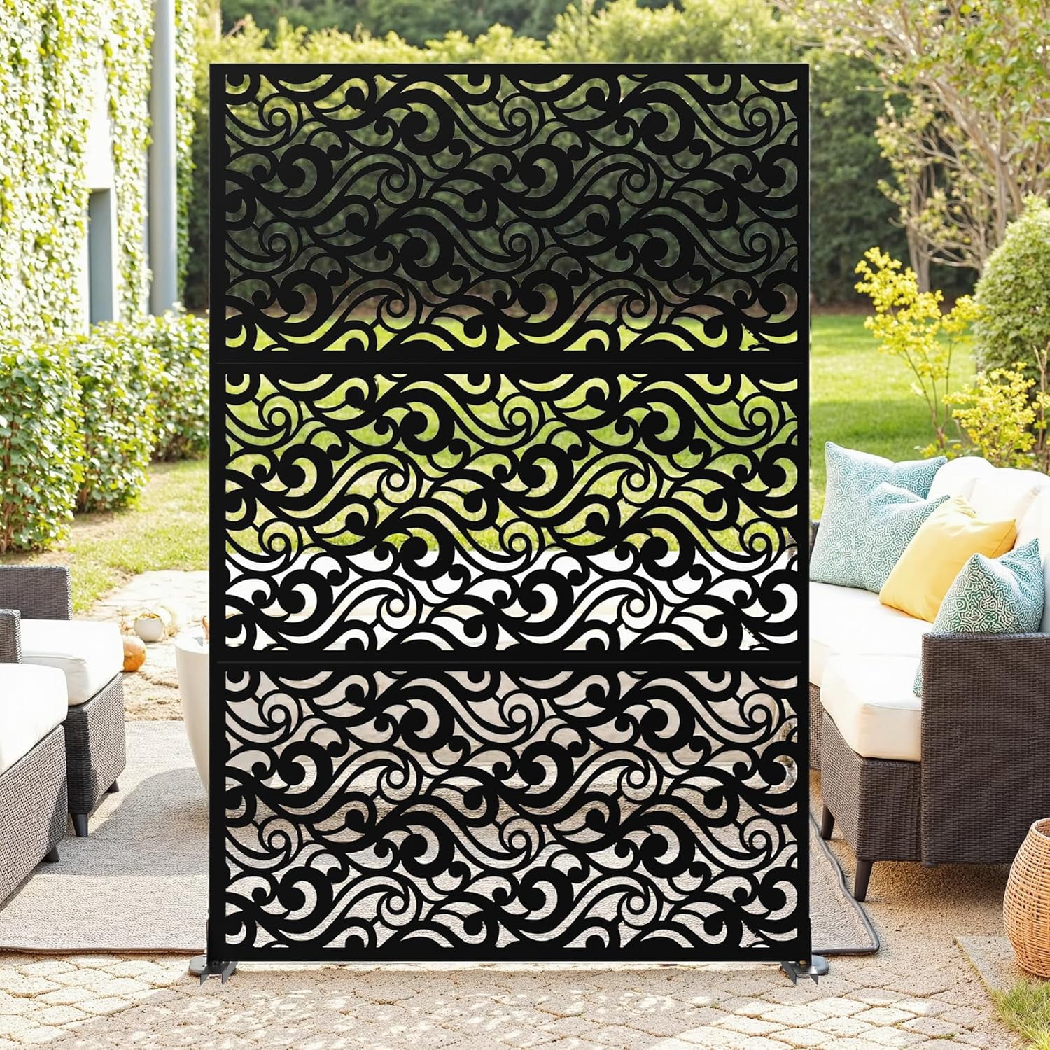 Huisuilinss Wood/Metal Privacy Screen,Outdoor Privacy Screen ...