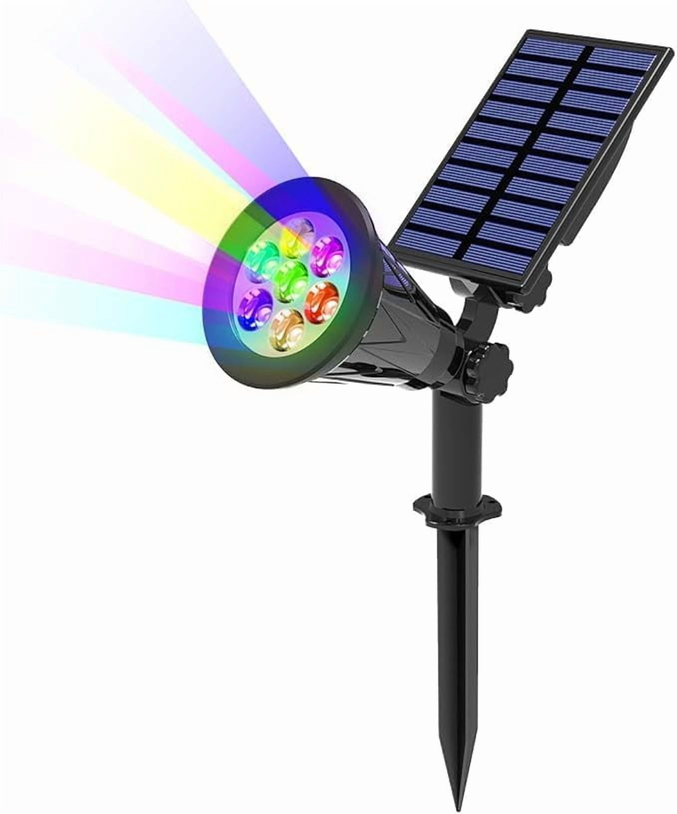 Huiyi 1 Pcs 7 LED Outdoor Solar Spotlights, Waterproof Solar Powered ...