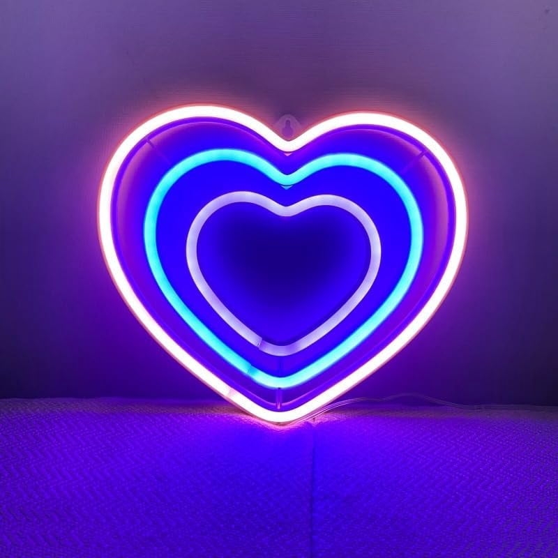 Huiyi Heart Neon Signs,Heart Neon Signs,Love Shaped Neon Lights USB ...
