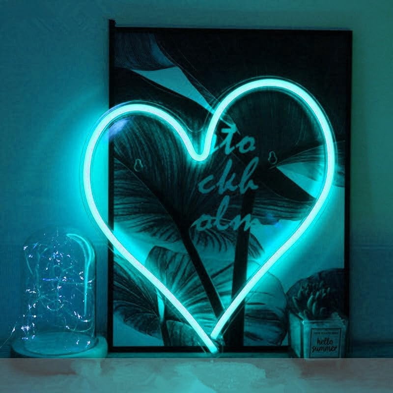 Huiyi LED Heart Night Lights,Love Heart Neon Light Heart Shaped Neon ...
