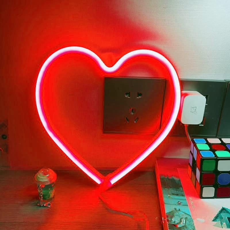 Huiyi Love Neon Lights,Heart Neon Signs,Love Shaped Neon Lights USB ...