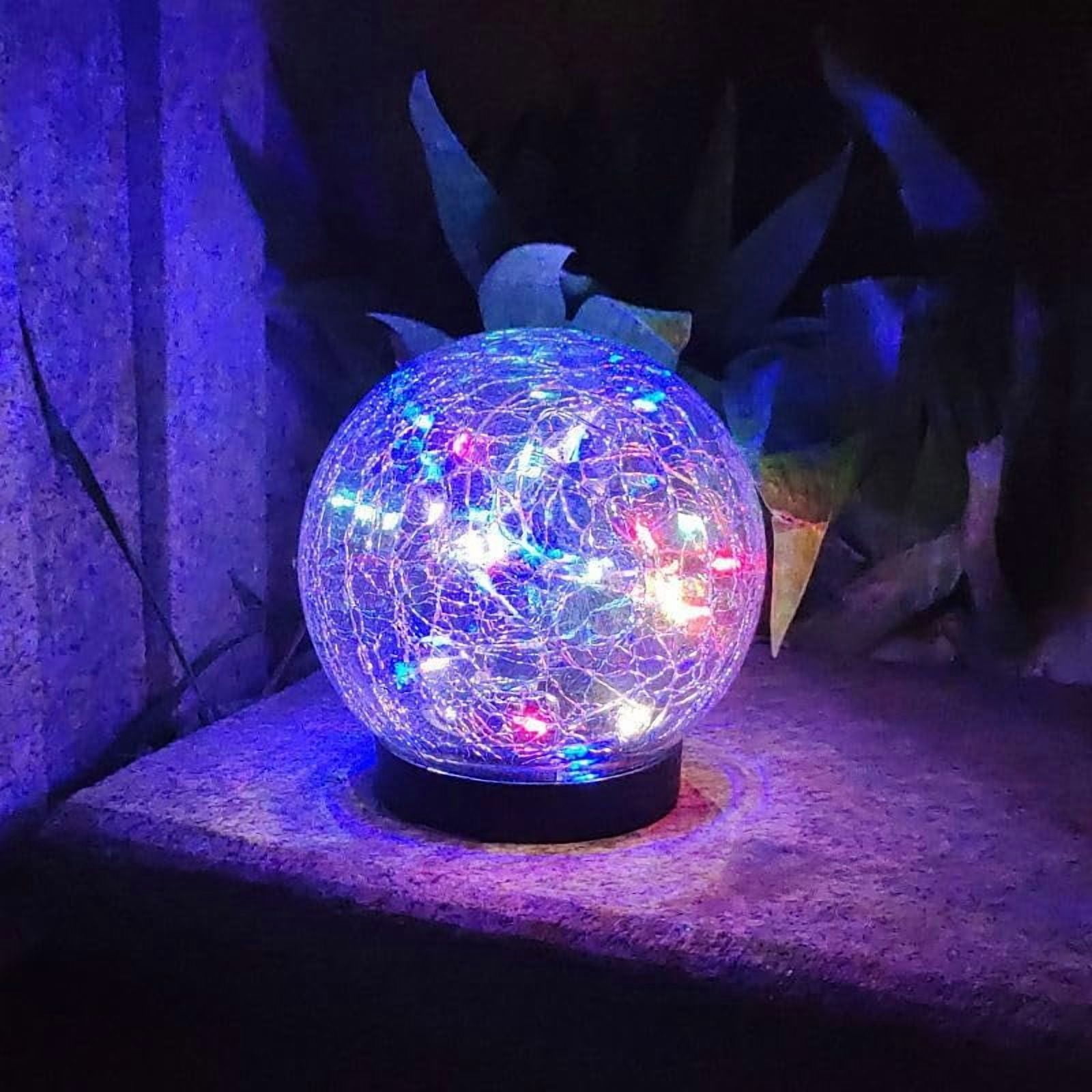 Huiyi Outdoor Solar Globe Lights, Waterproof Garden Crackle Glass Solar ...